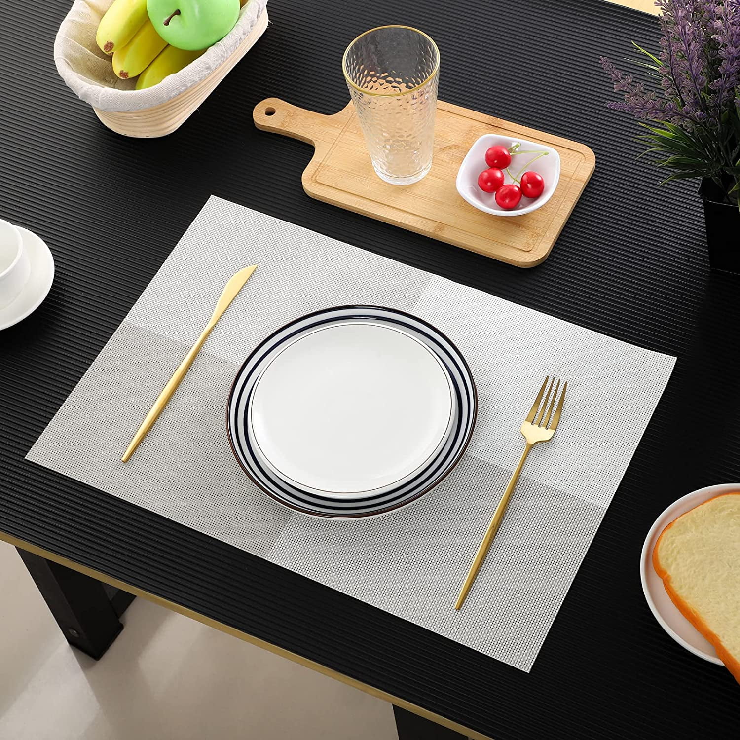 YumSur Set of 6 Placemats,11.8x17.7in PVC Non-Slip Washable Place Mats ...