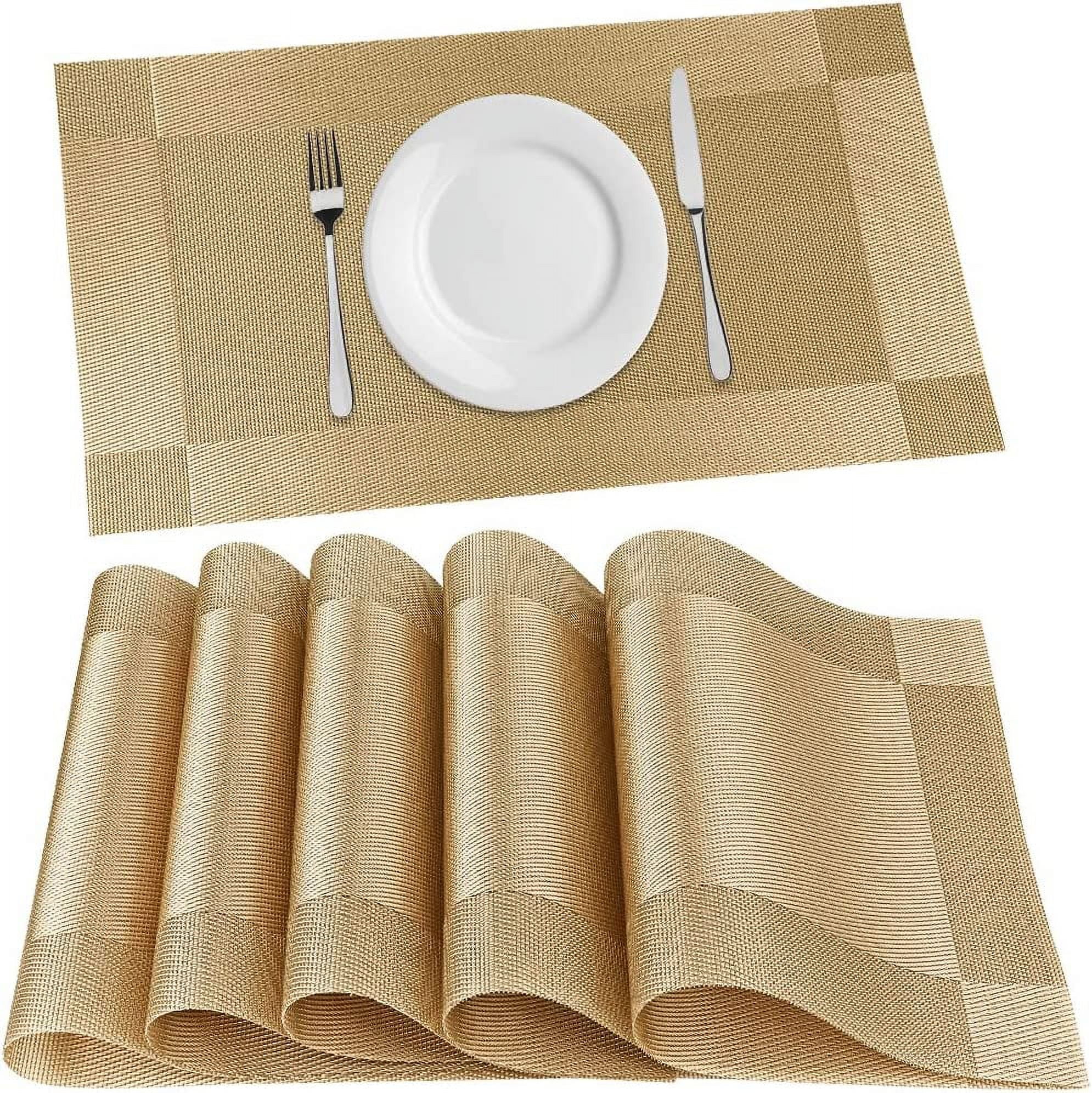YumSur Modern Woven Set of 6 Kitchen Placemats, 11.8x17.7in PVC Non ...