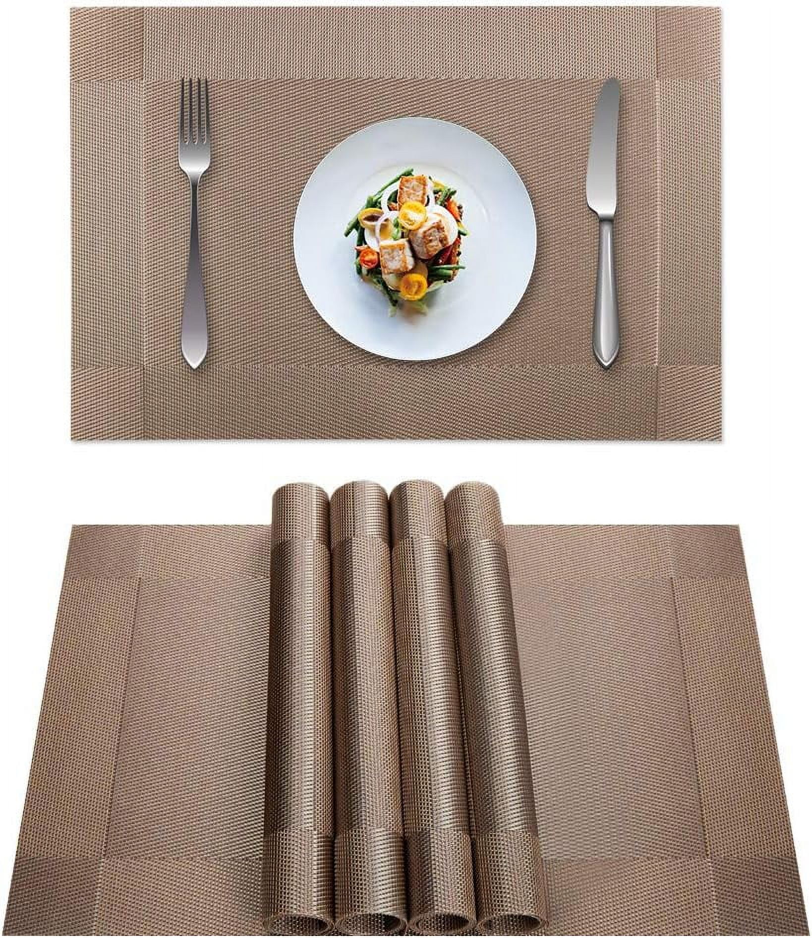 YumSur Modern Set of 6 Kitchen Placemats, Woven PVC, Non-Slip, Washable ...