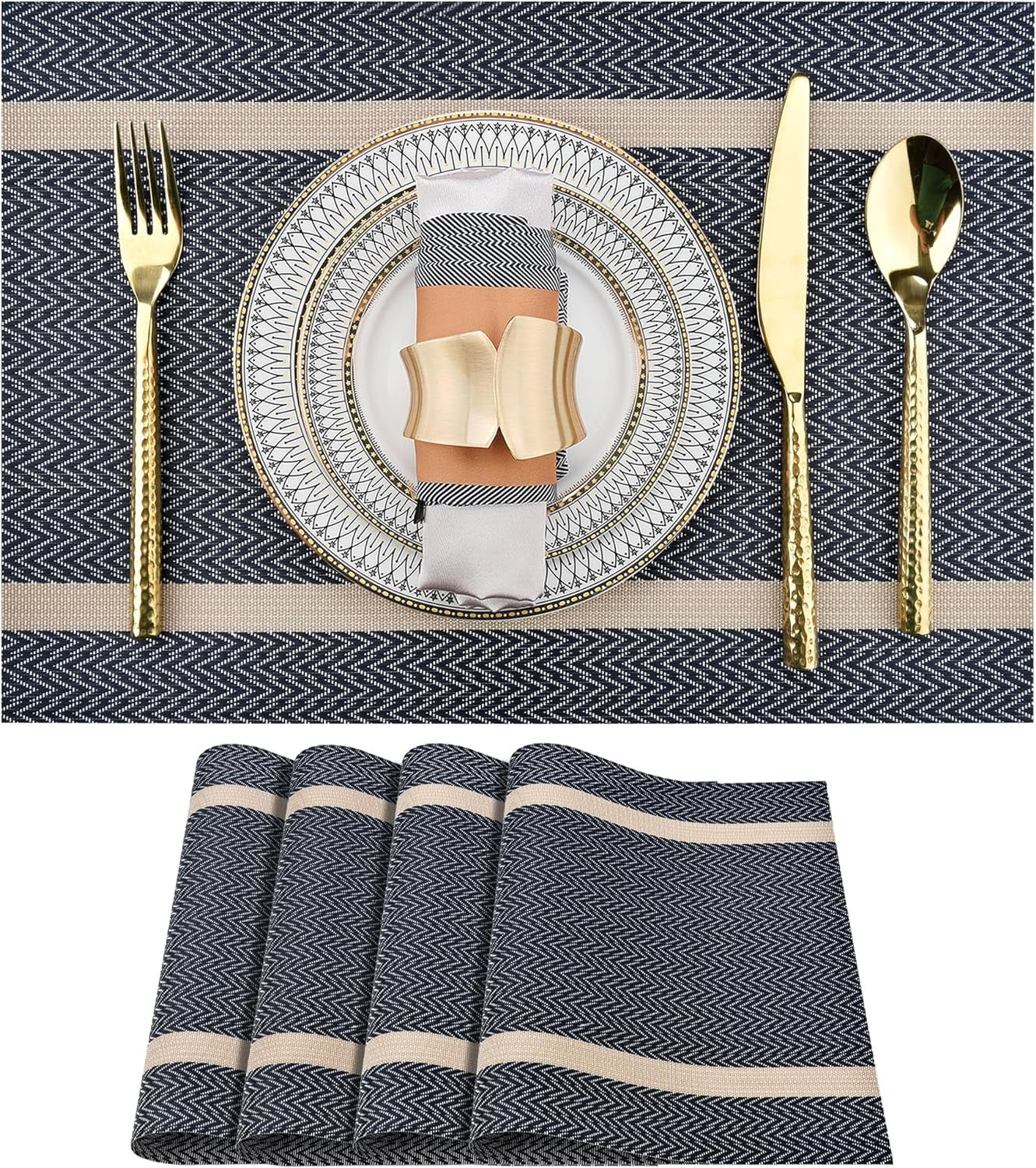 YumSur Set of 6 PVC Placemats, 11.8x17.7in, Non-Slip, Washable, Heat ...