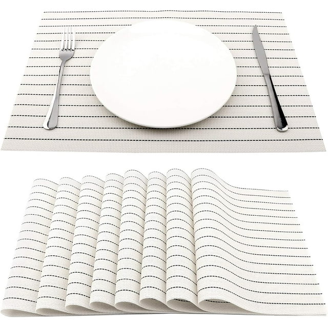 YumSur Set of 6 Modern Woven Vinyl Kitchen Placemats, 11.8x17.7in PVC ...