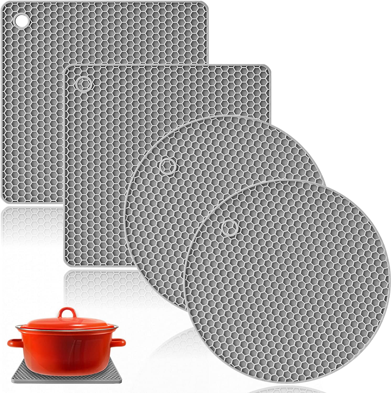 YumSur Silicone Pot Holder Set, Non-Slip, Heat Resistant, Multi-Purpose ...