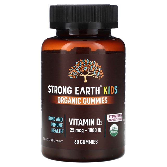 YumVs Strong Earth Kids Organic Gummies, Vitamin D3, Strawberry ...