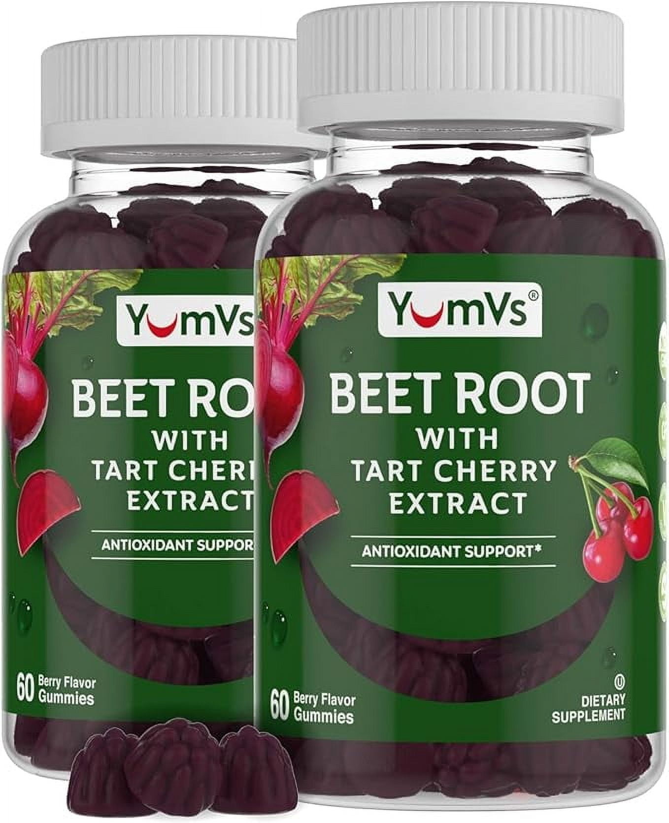 YumVs Beet Root Gummies with Tart Cherry Extract - Berry Flavor ...