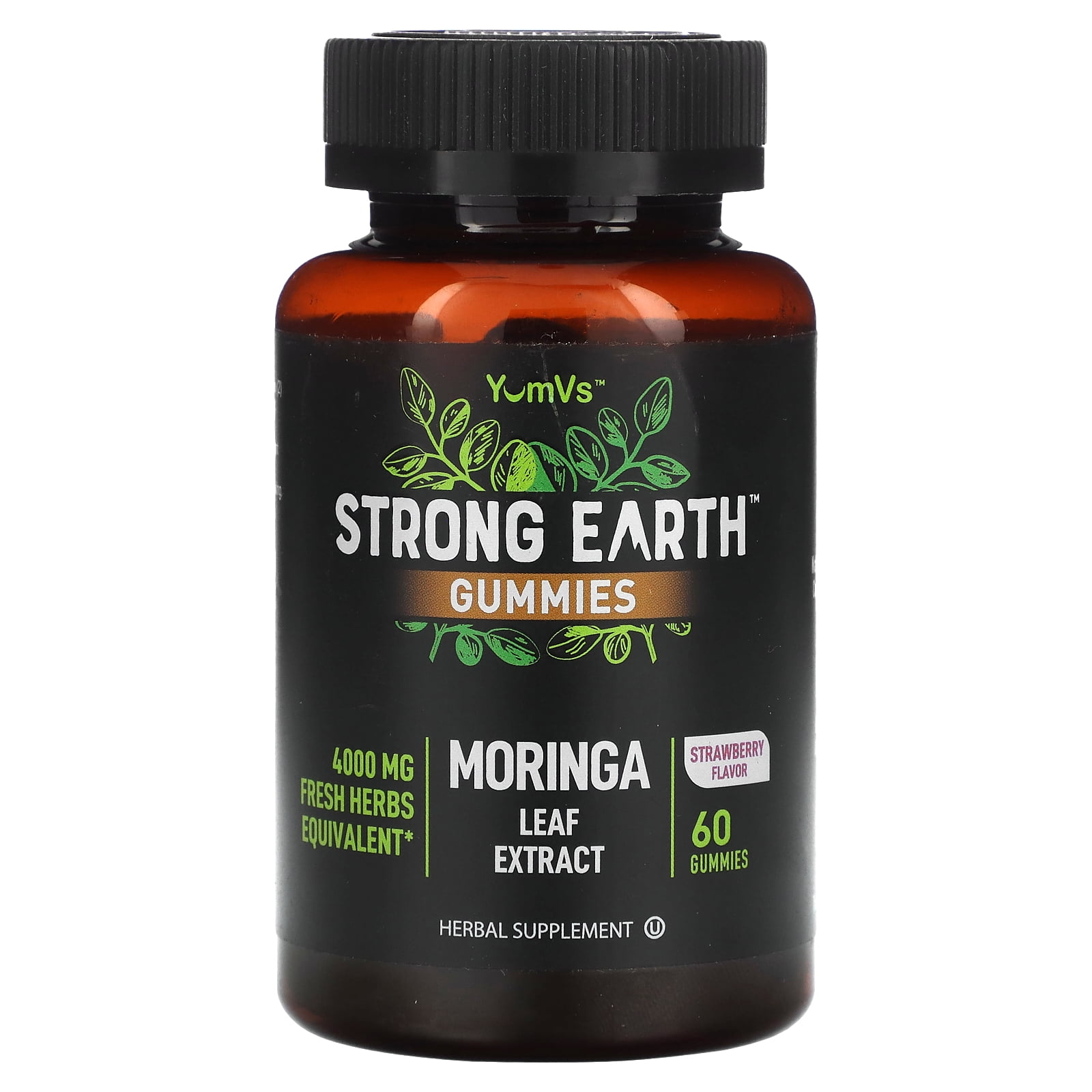 YumVs Strong Earth Gummies, Moringa Leaf Extract, Strawberry, 4,000 mg ...