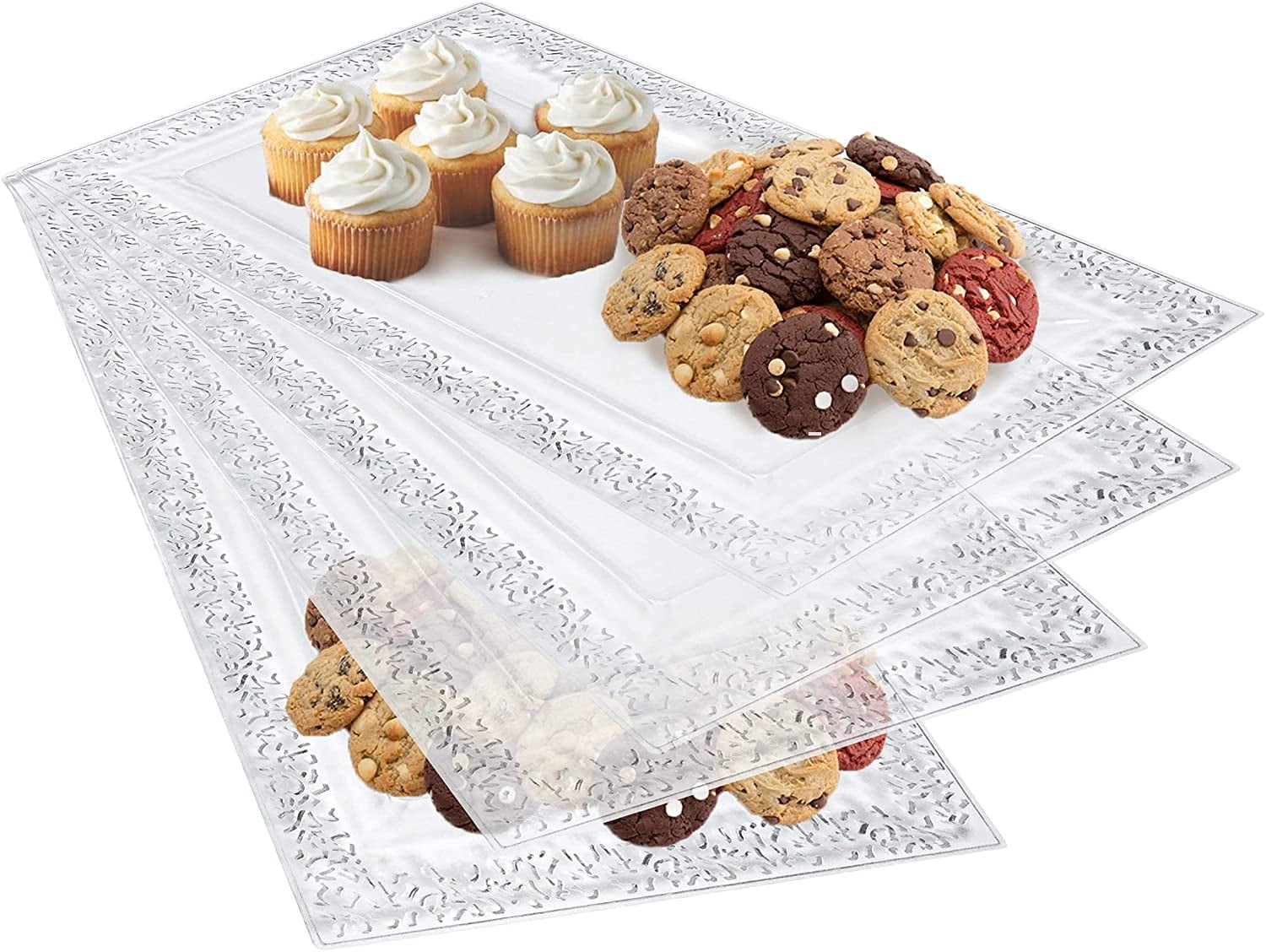 Yumchikel Clear plastic serving Tray and serving platters 14" x 7.5 ...