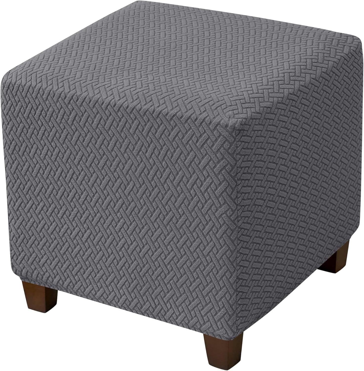 Yumcute Ottoman Cover Stretch Knitted Jacquard Square Ottoman Cover ...