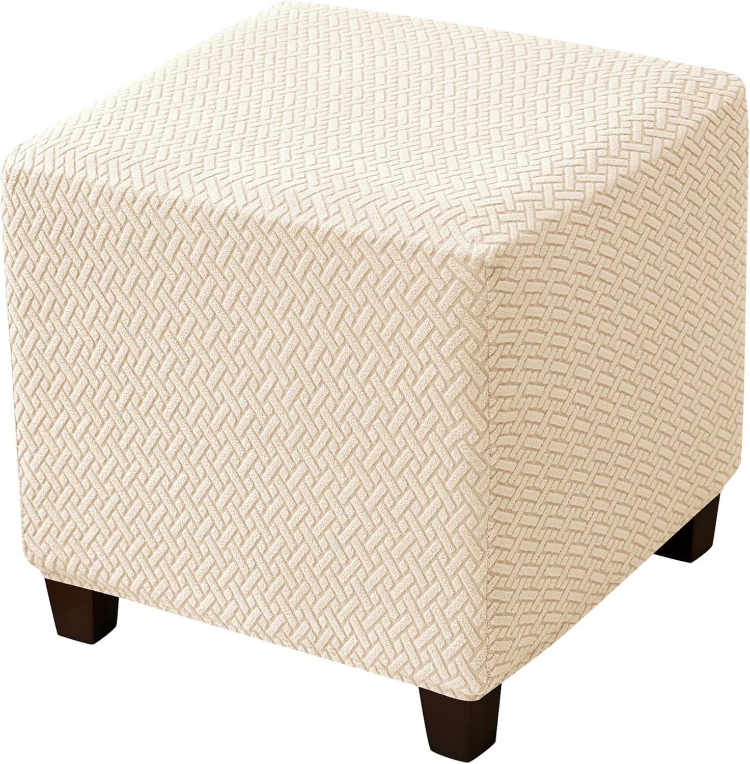 Yumcute Ottoman Cover Stretch Knitted Jacquard Square Ottoman Cover ...
