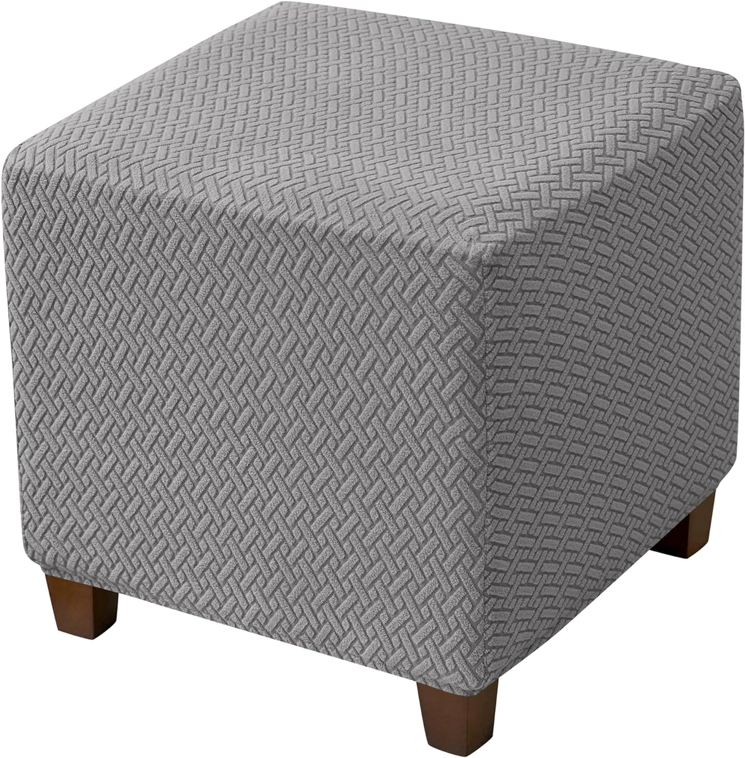 Yumcute Ottoman Cover Stretch Knitted Jacquard Square Ottoman Cover ...