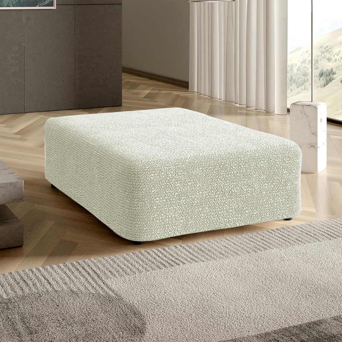 Yumcute Square Ottoman Cover Stool Cover Pouf Slipcover - Soft ...