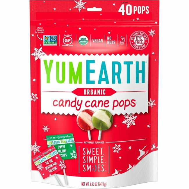 Yumearth Organic Candy Cane Pops, Wild Peppermint - Walmart.com