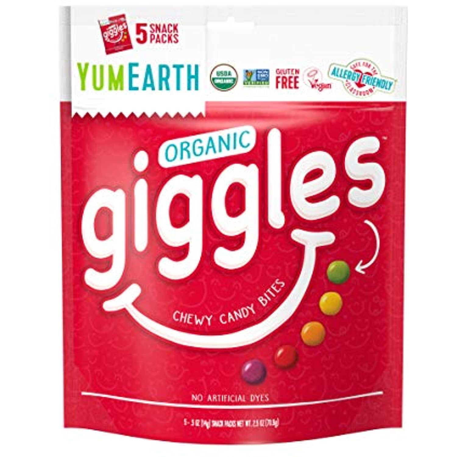 Yumearth Organic Fruit Flavored Giggles Chewy Candy Bites, 60- 0.5Oz ...