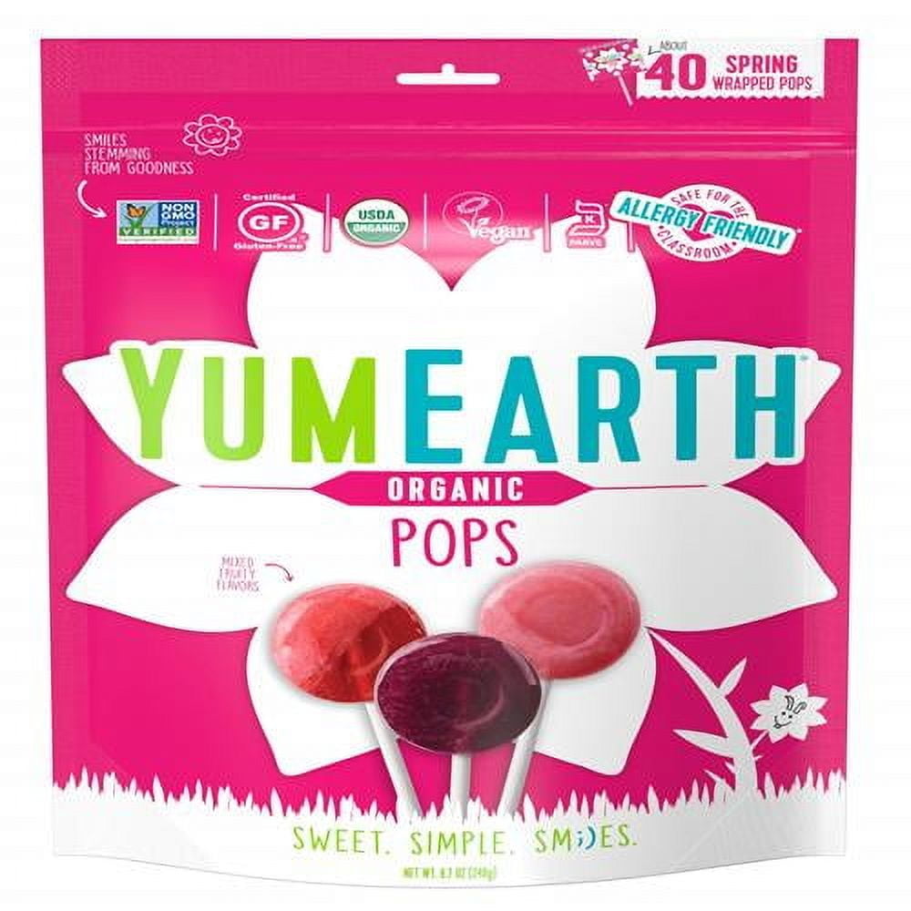 Yumearth Organic Spring Lollipops, Fruit Flavored Pops, 40 Count ...