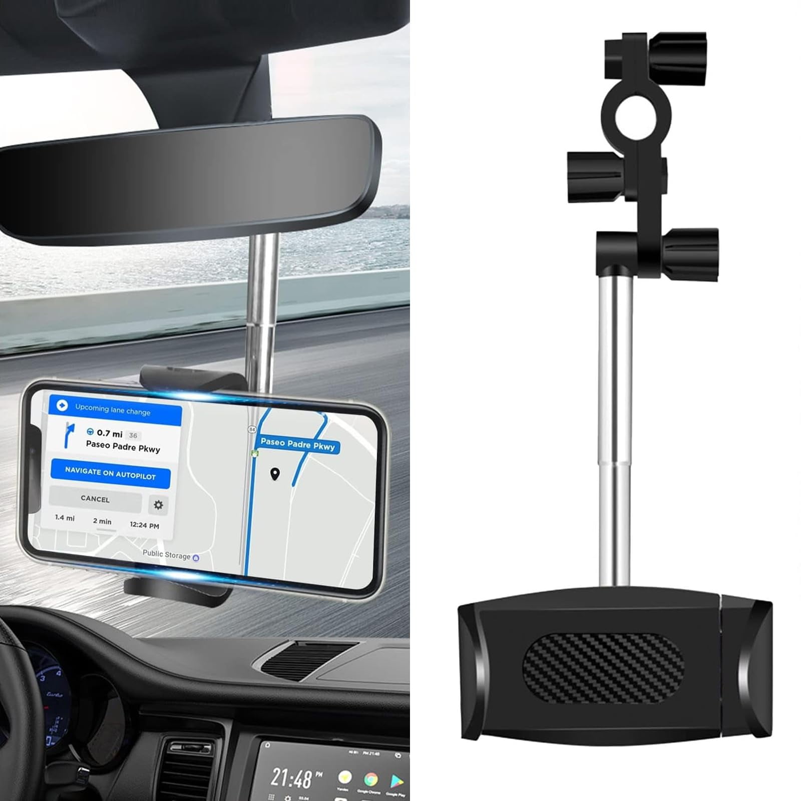 Yumfugu Pack-1 Car Rearview Mirror Mobile Phone Holder, Degrees ...