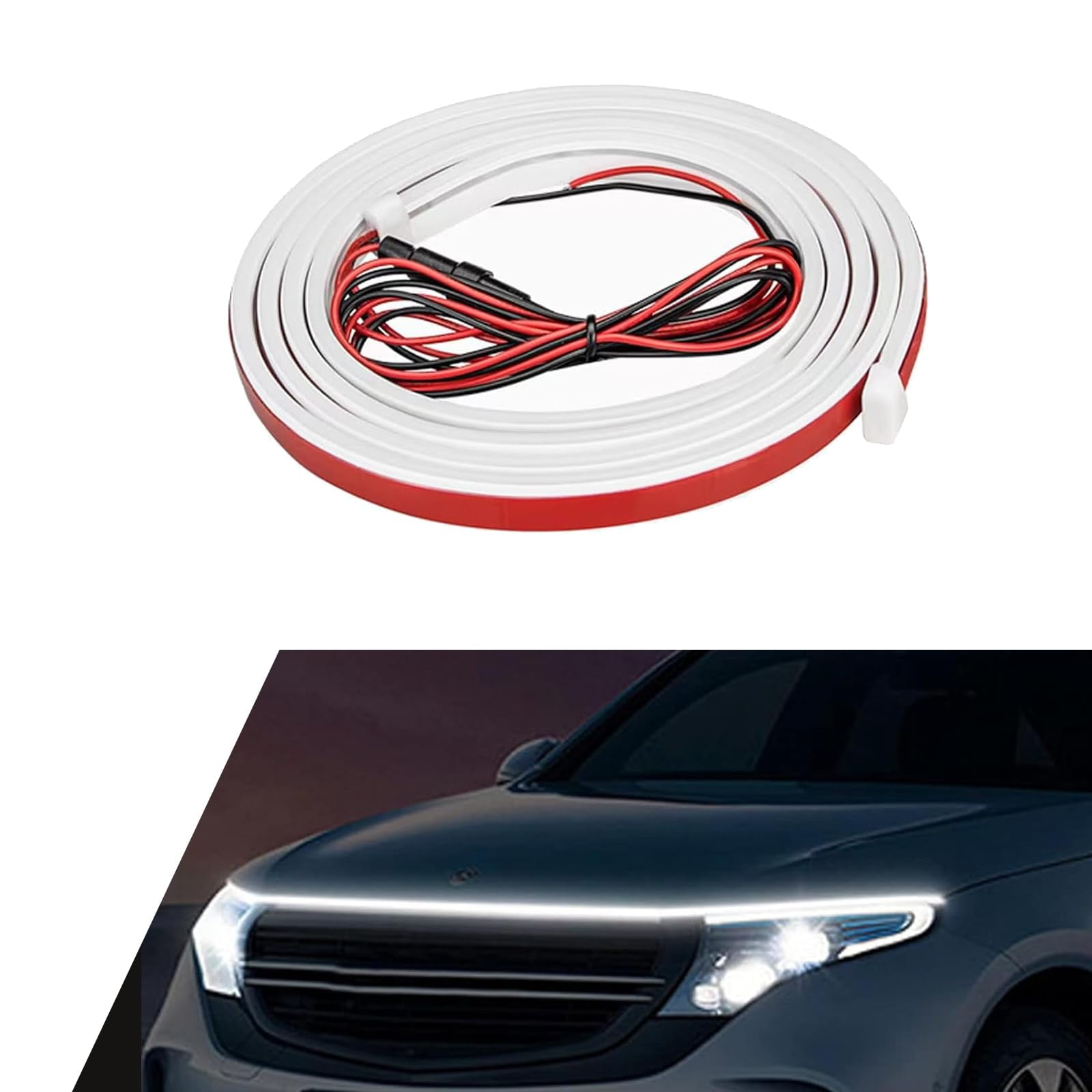 Yumfugu White 70" Car Hood Gap Light Guide Strip | Through-Type Center ...