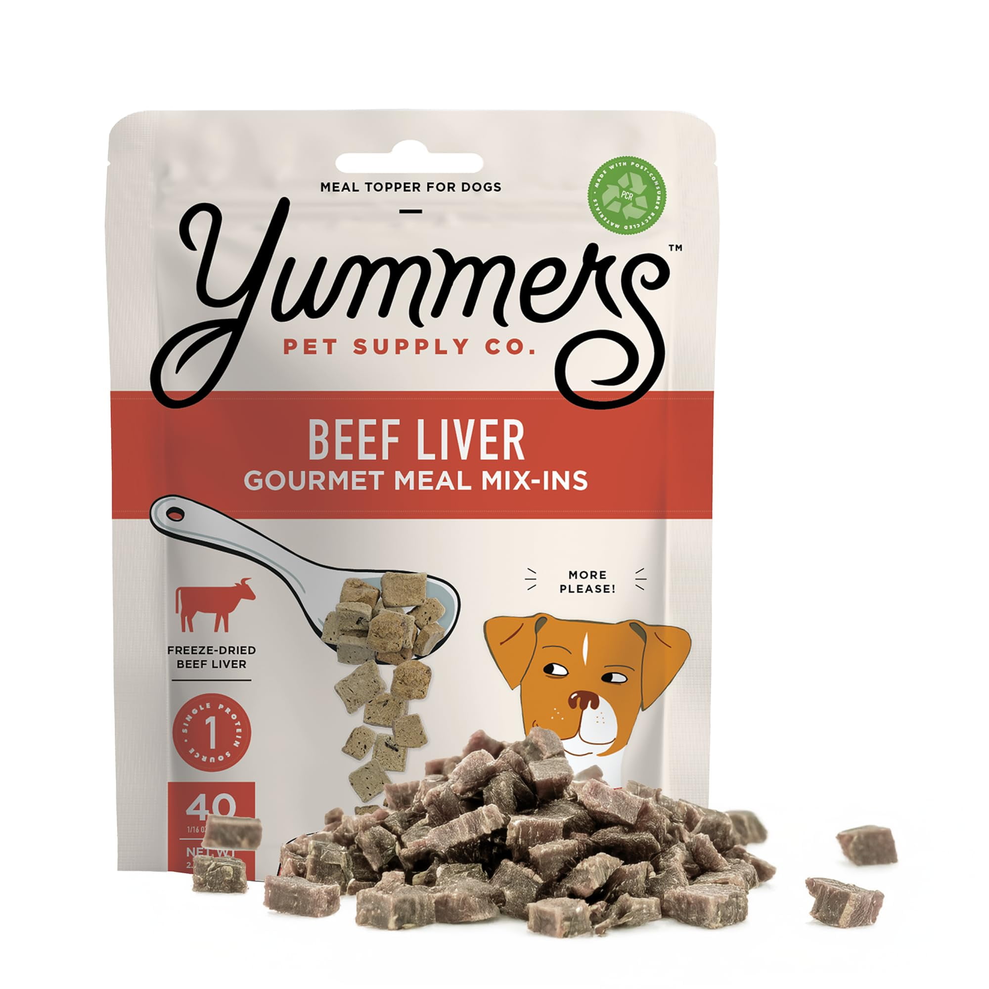 Yummers Beef Liver Meal IRF13 Mix-Ins, 2.5 oz - Dog Food Topper for Dry Food - Premium Add Ins ...