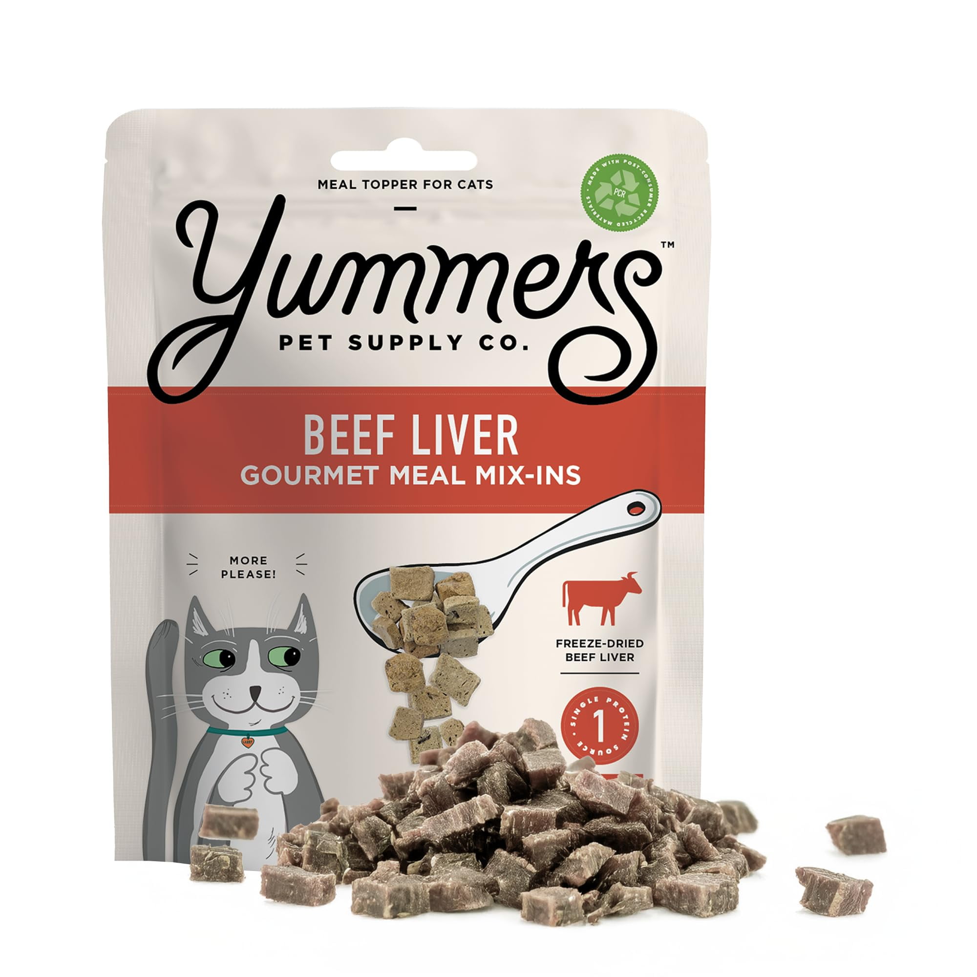 Yummers Premium Beef Liver DPF11 Meal Mix-Ins, 2.5 oz - Cat Food Topper ...