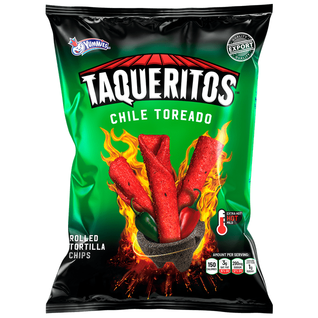 Yummies Taqueritos Rolled Tortilla Chips, Chile Toreado Flavor, 8 oz ...