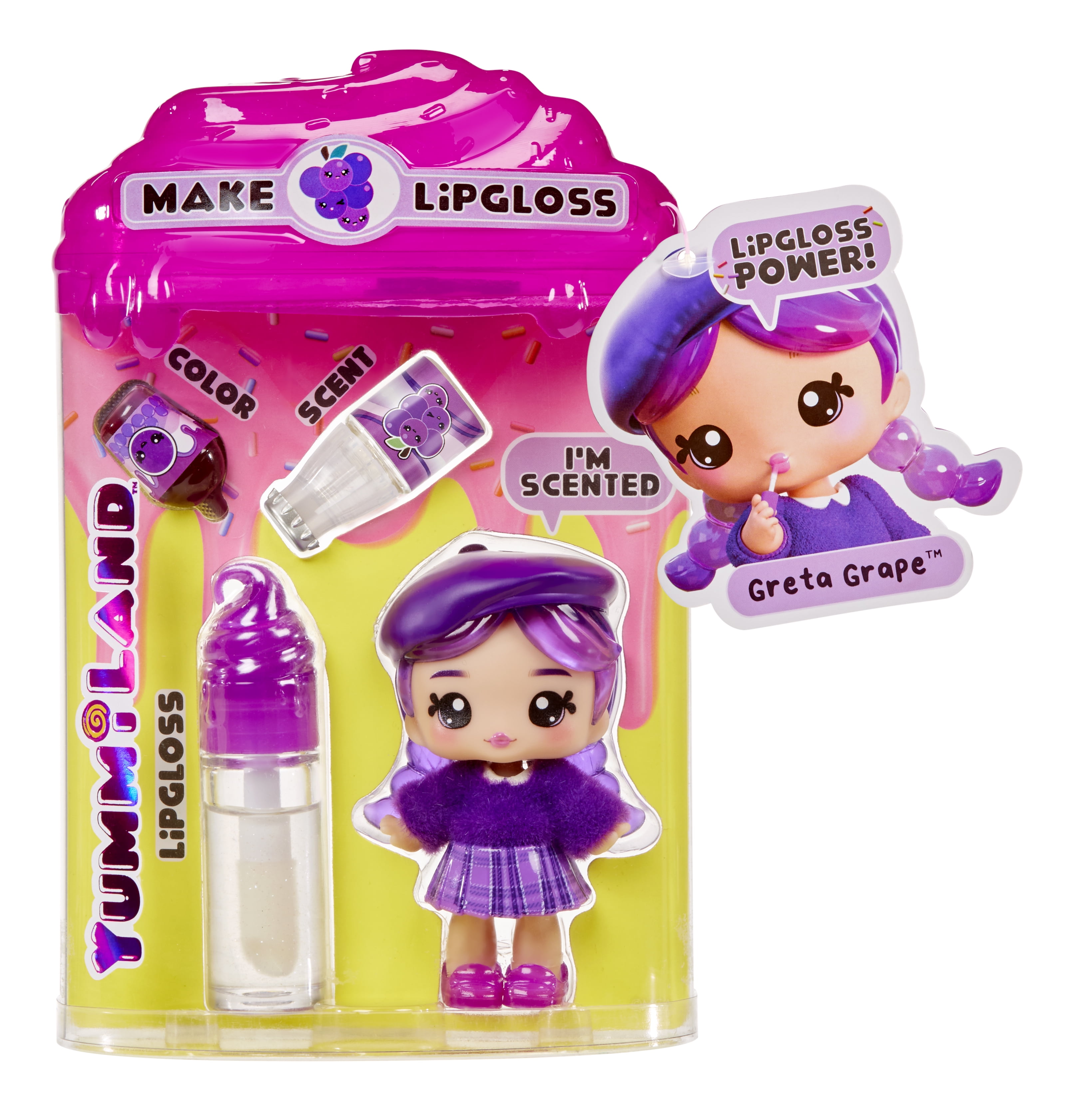 Yummiland Lipgloss Doll - Greta Grape - DIY Lip Gloss Kit - Walmart.com