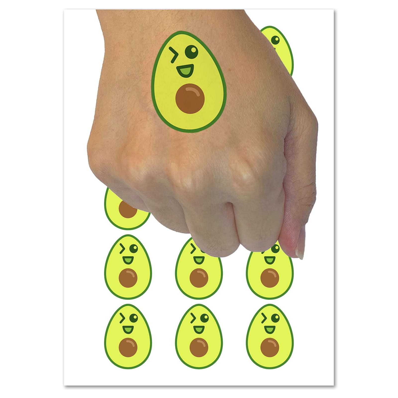 Yummy Avocado Kawaii Water Resistant Temporary Tattoo Set Fake Body Art ...