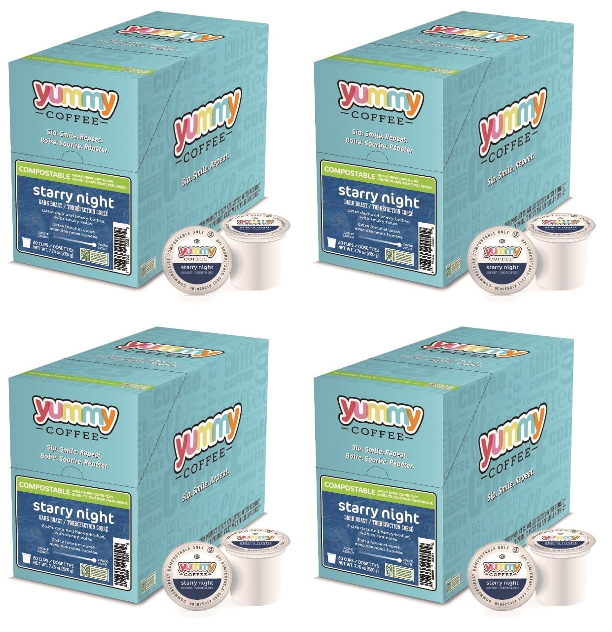 Yummy Coffee Starry Night Dark Roast Coffee, Single Cup Compostable ...