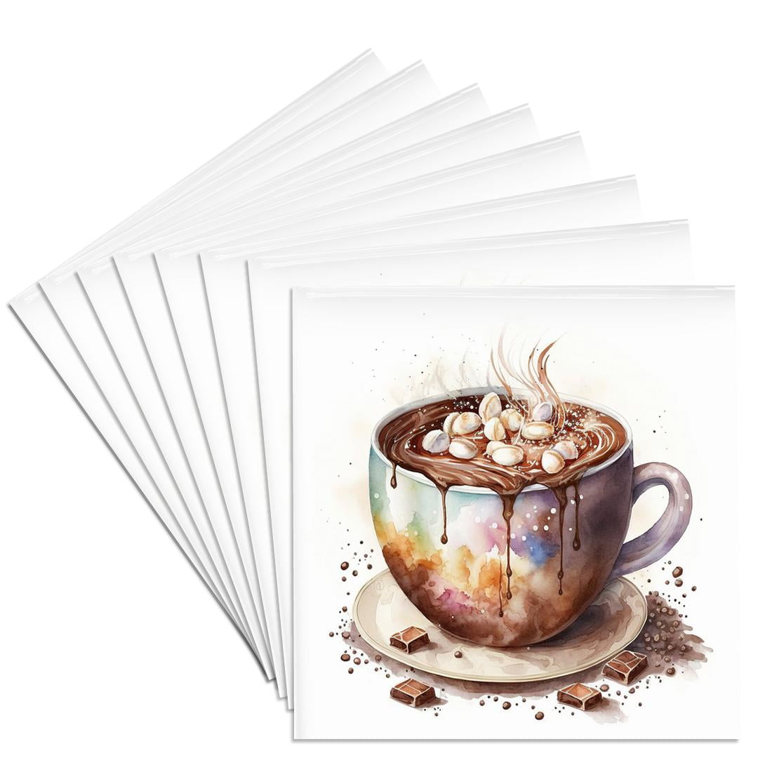 3drose, Yummy Cup of Hot Chocolate Illustration, Set of 8 Ceramic Tile ...