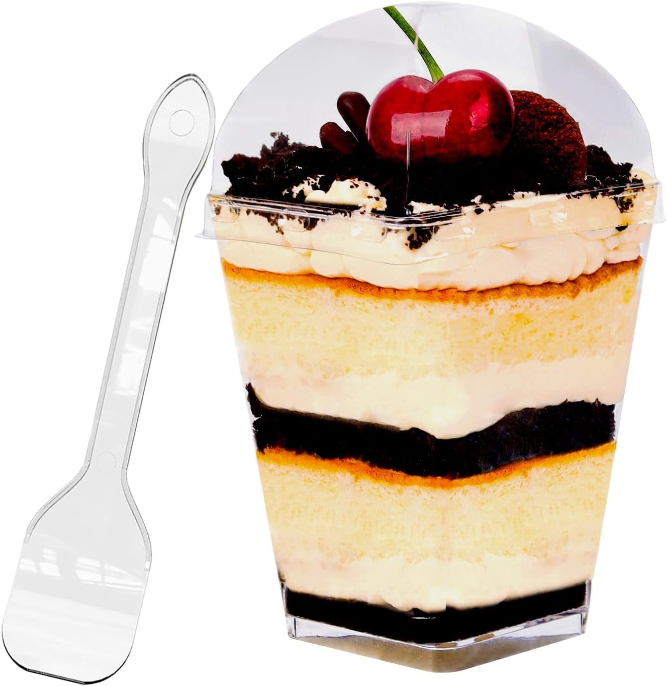 YunKo 5 oz Dessert Cups with Lids and Spoons,Clear Mini Parfait Cups ...