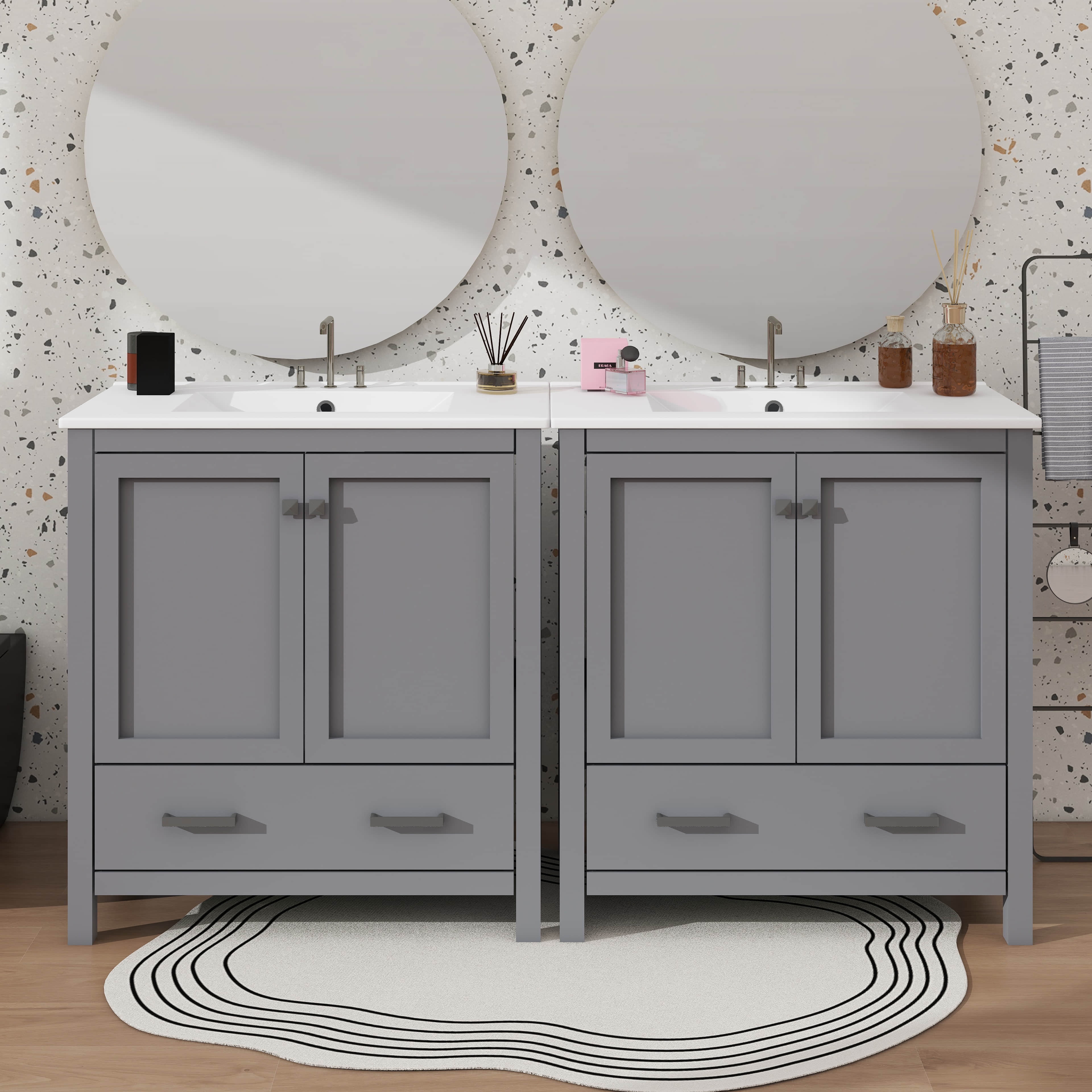 YunNianYang 60" Modern Bathroom Vanity Set with Double Vanities ...