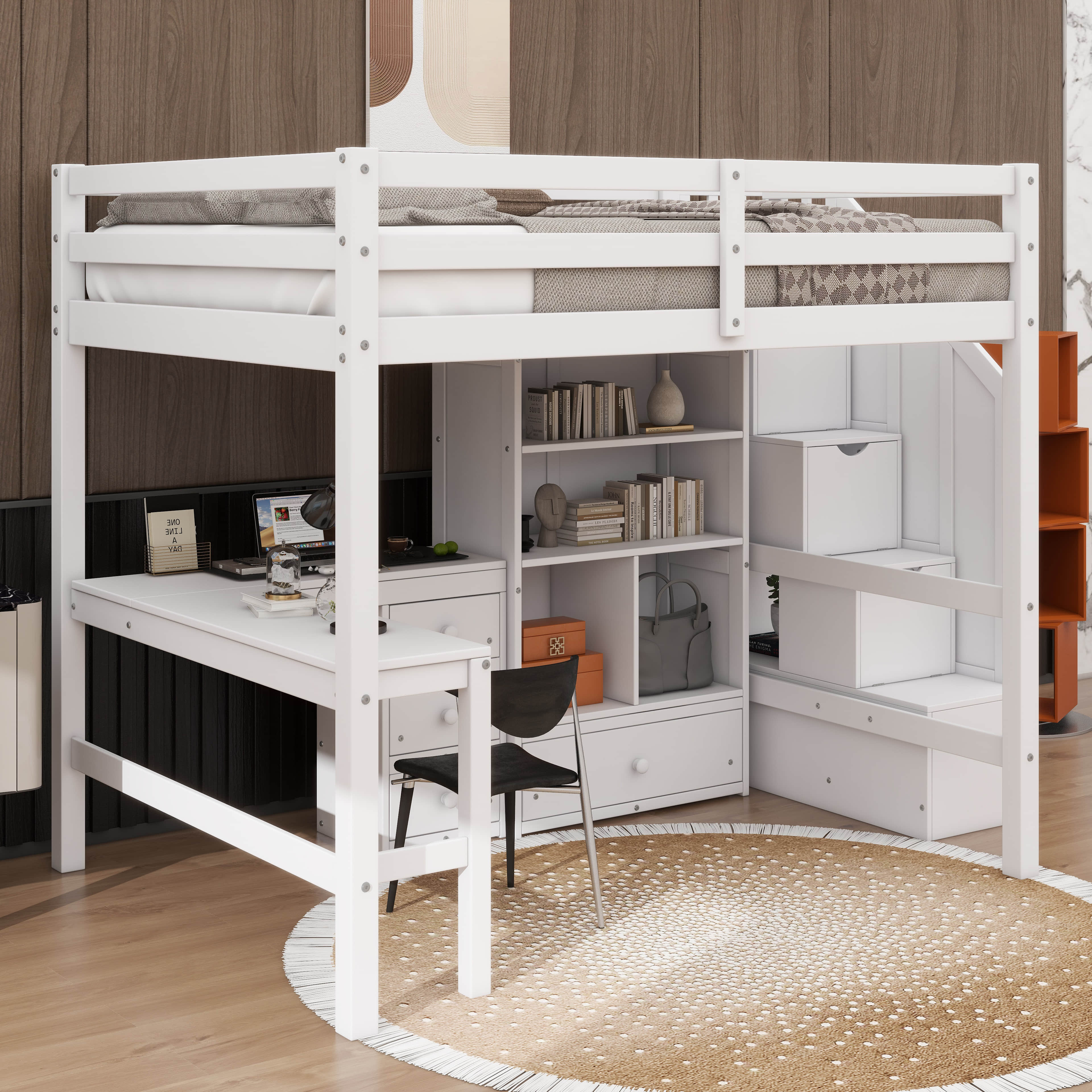 Full Size White Loft Bed