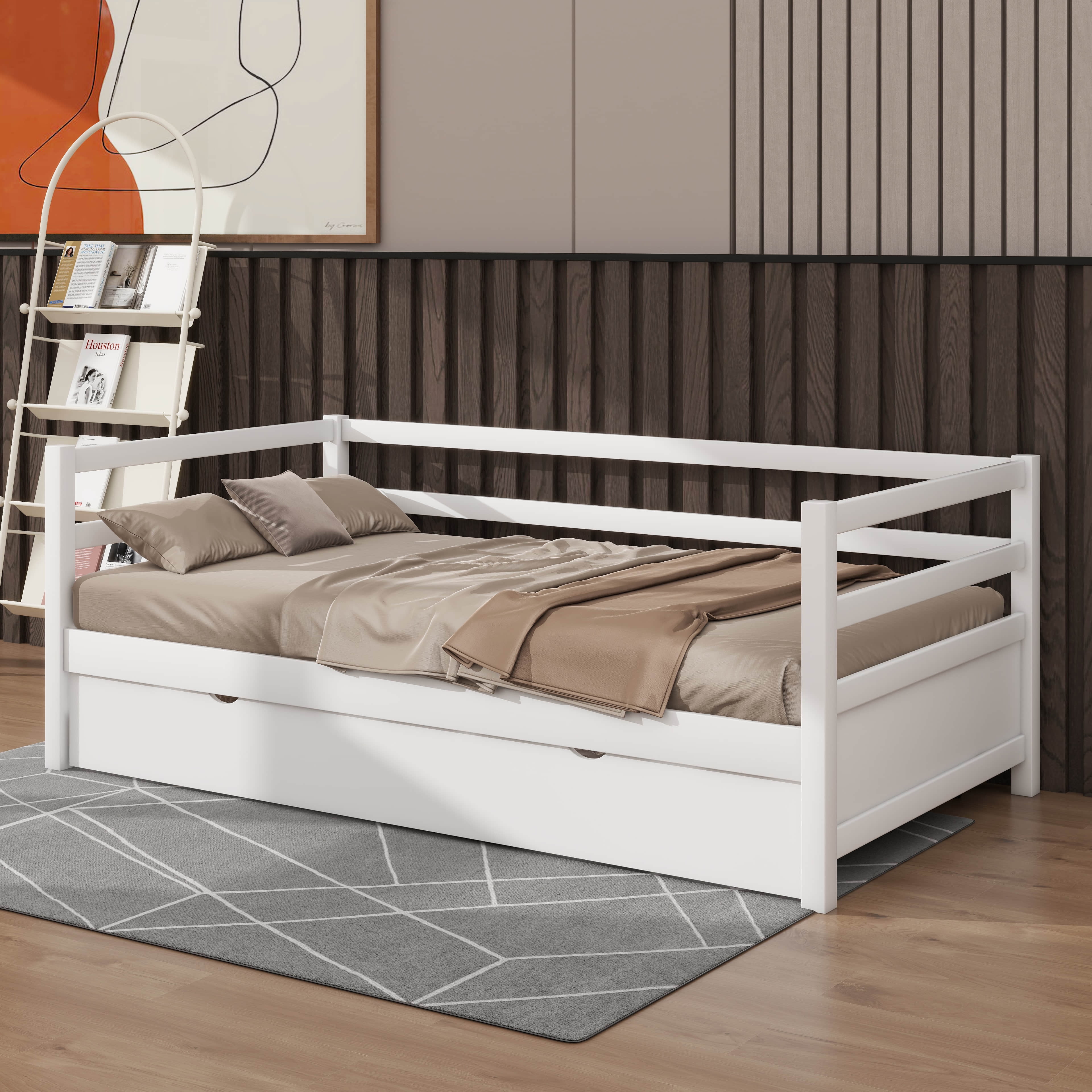 YunNianYang Twin Size White Daybed with Trundle Frame Set - Walmart.com