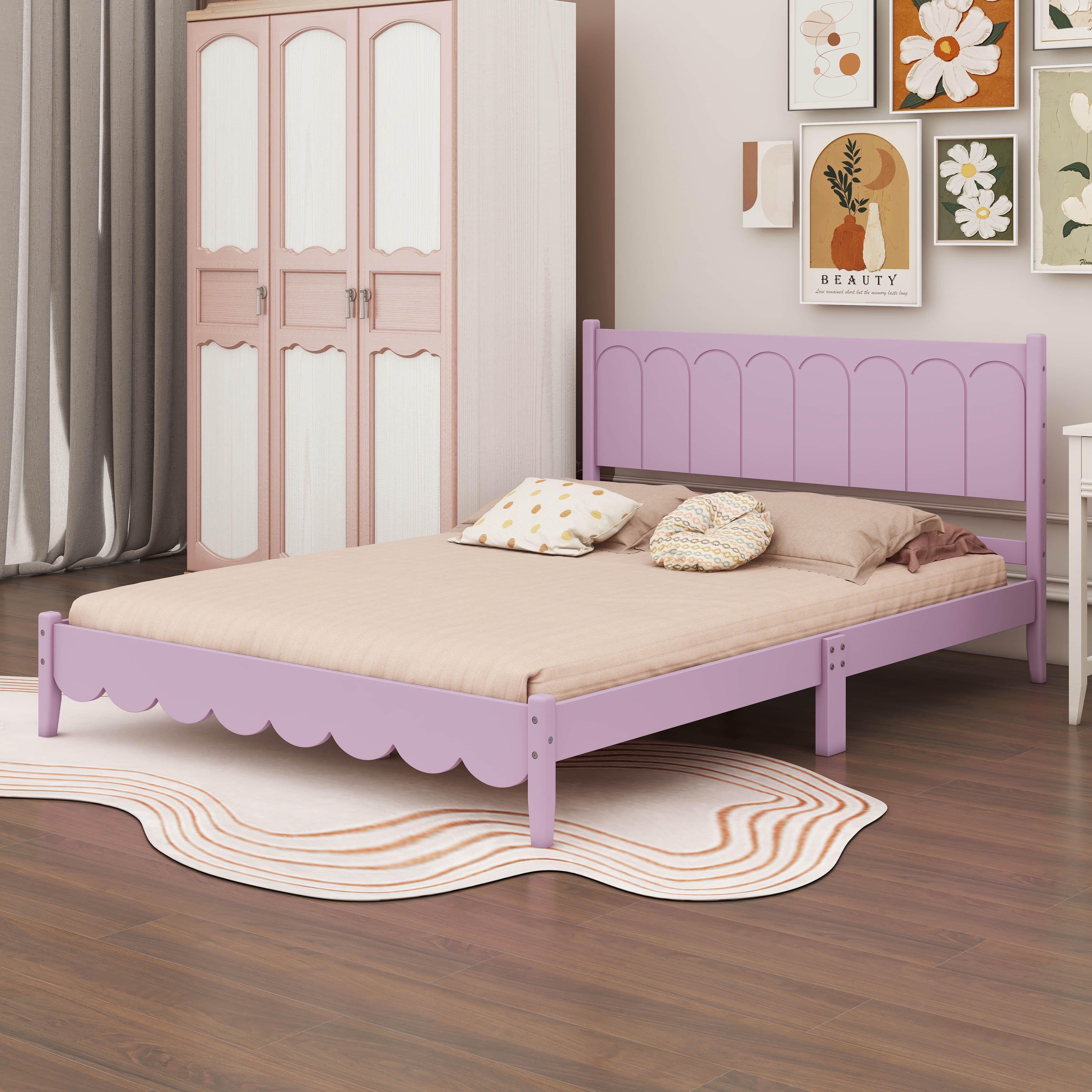 YunNianYang Wooden Full Size Natural Daybed with Storage Shelves,Two ...