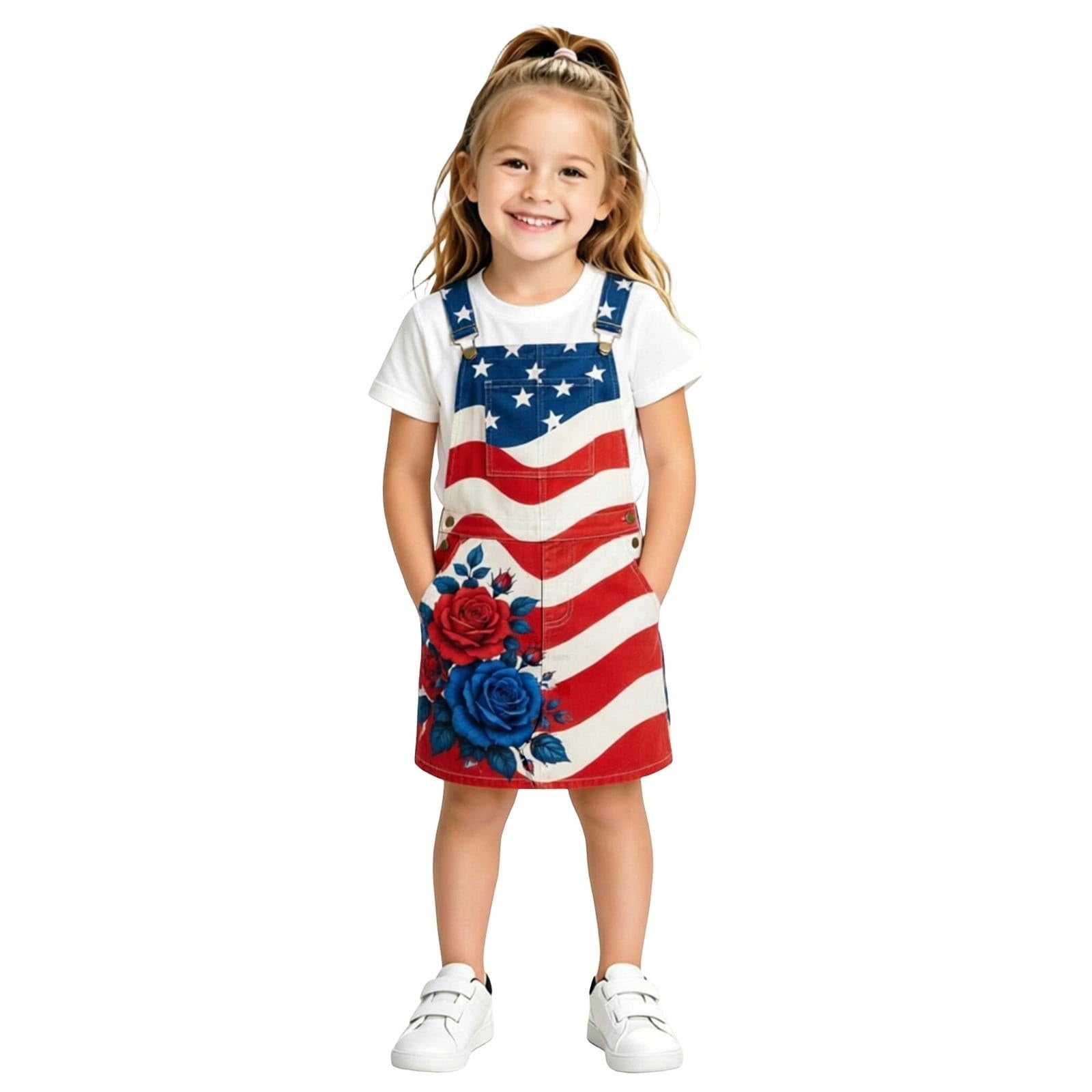 YunPes 4th of July Overalls Dress for Girls American Flag Adjustable ...