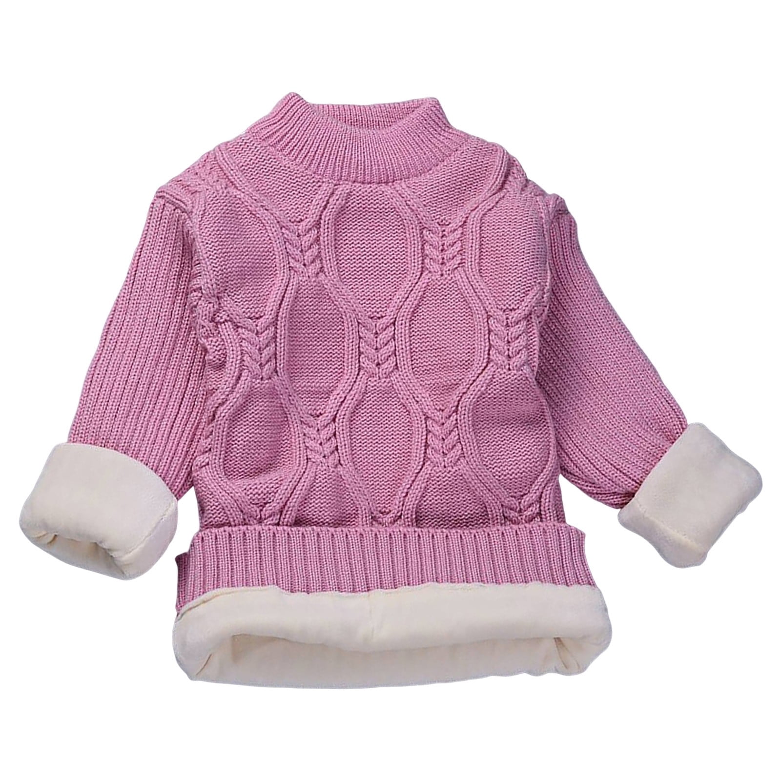 YunPes Boys Girls Cable Knit Sweater Kids Thick Fleece Lined Mock Neck ...