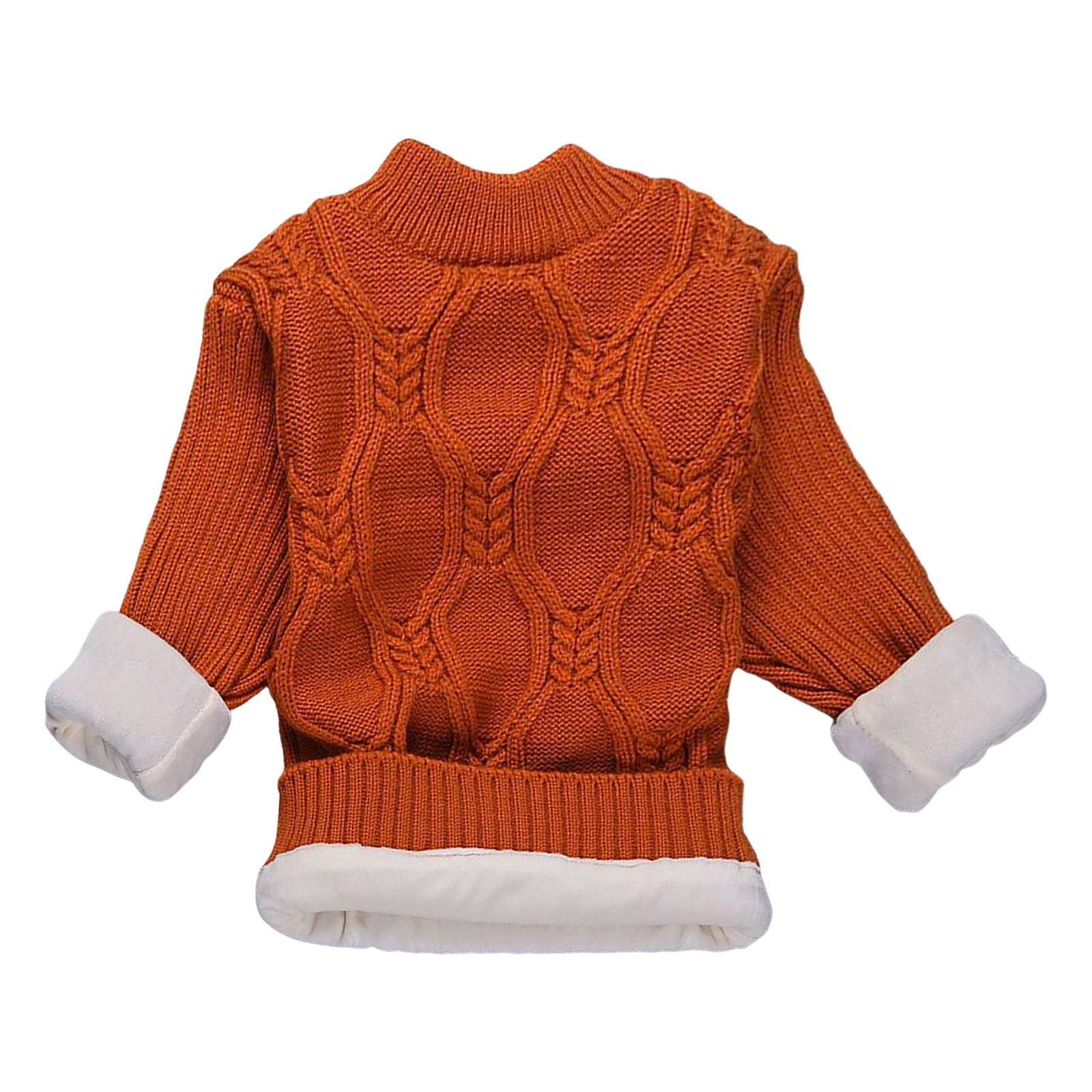 YunPes Boys Girls Cable Knit Sweater Kids Thick Fleece Lined Mock Neck ...