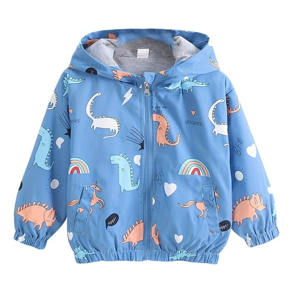 YunPes Boys Windbreaker Jacket Kids Cute Cartoon Graphic Rainproof Coat ...
