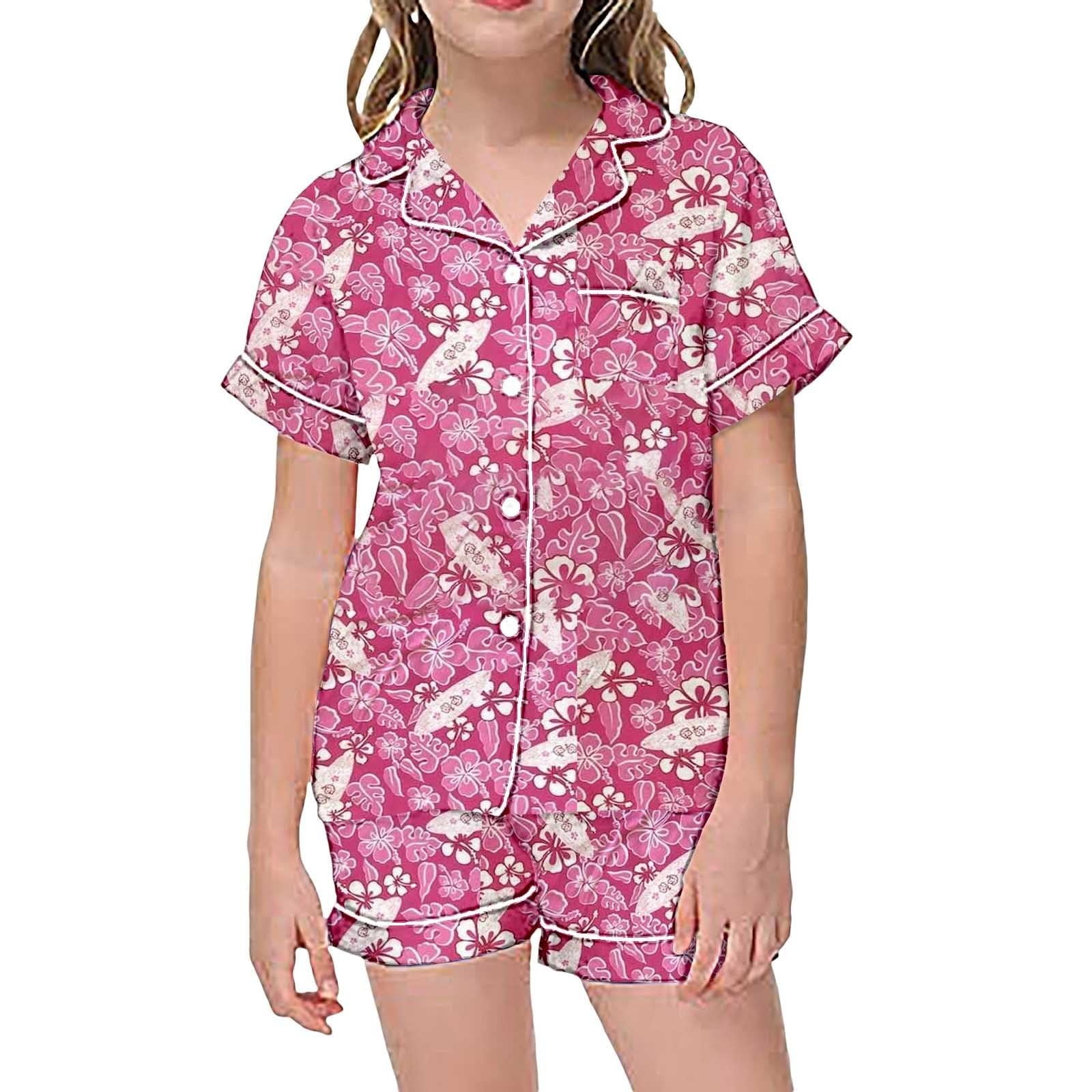 YunPes Bubble Pajama Girl Cute Bow Pajama Set Floral Button Short ...