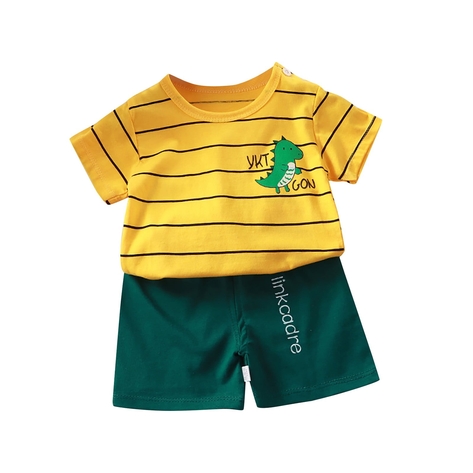 YunPes Girls Boys Summer Cartoon Printing Short Sleeve Shorts Two PC ...