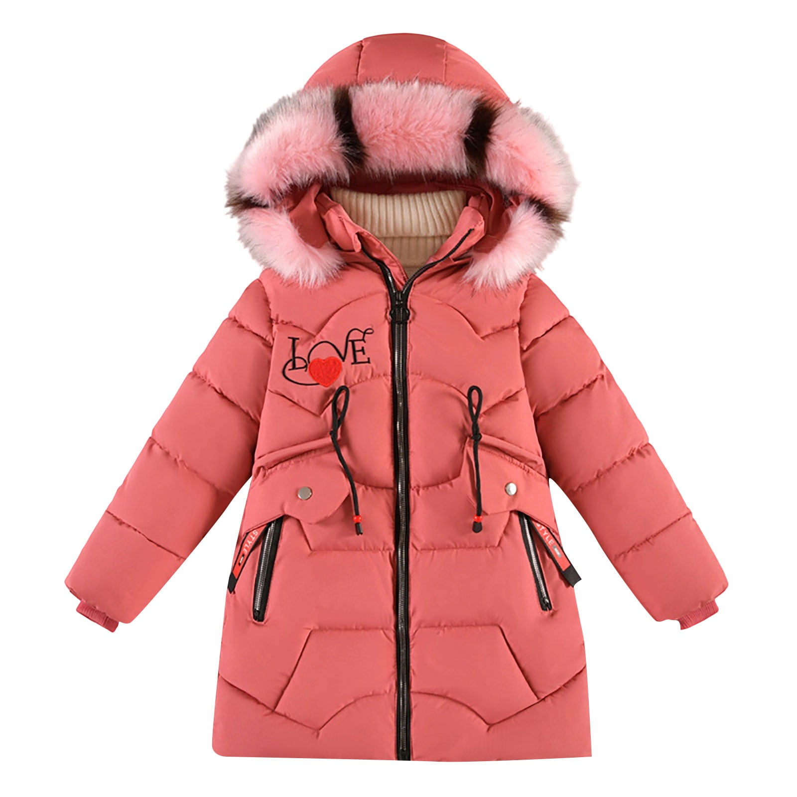 YunPes Girls Winter Coat Cute Love Letter Embroidery down Jacket with ...