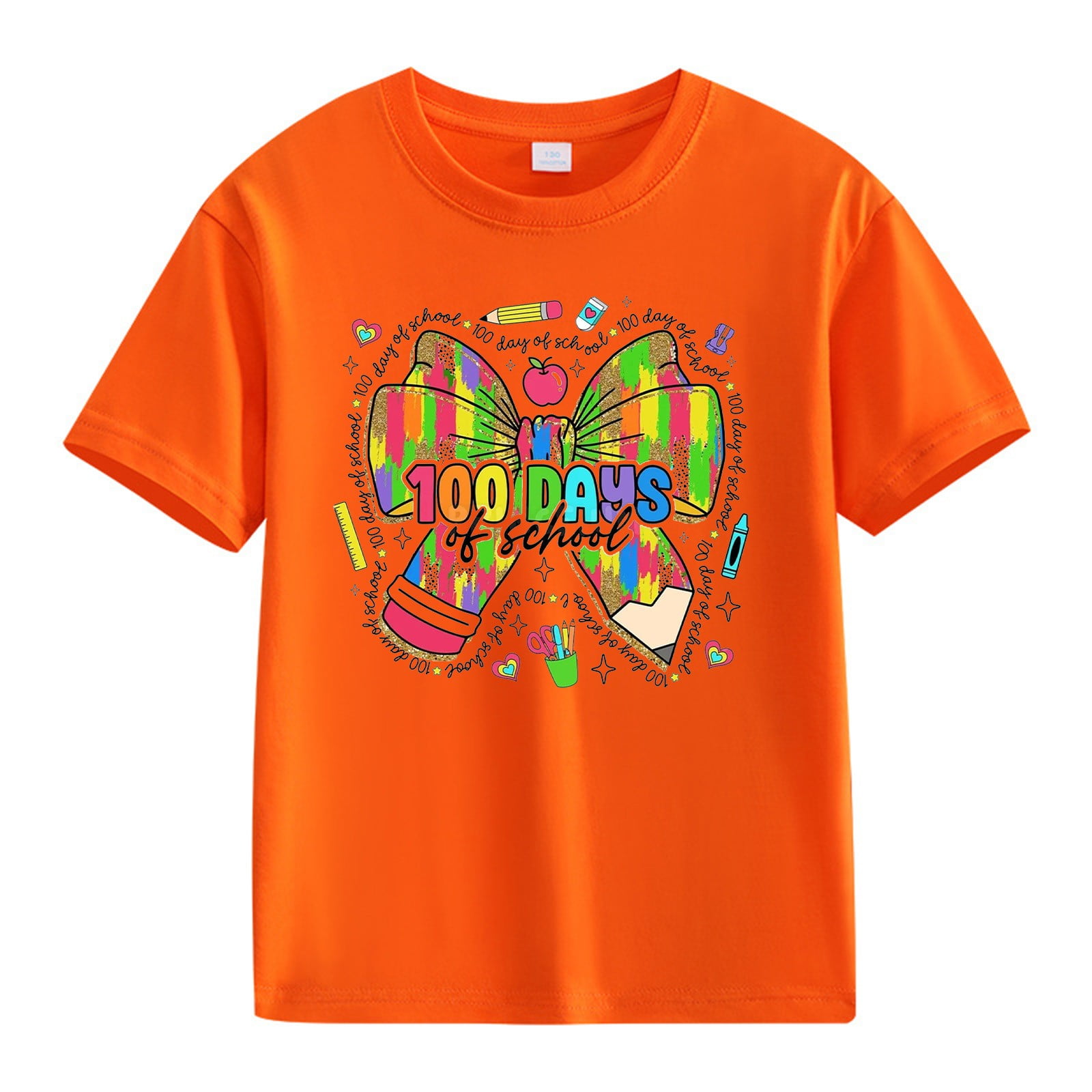 YunPes Kids Boys Girls 100 Days of School Shirt Short Sleeve Round Neck ...