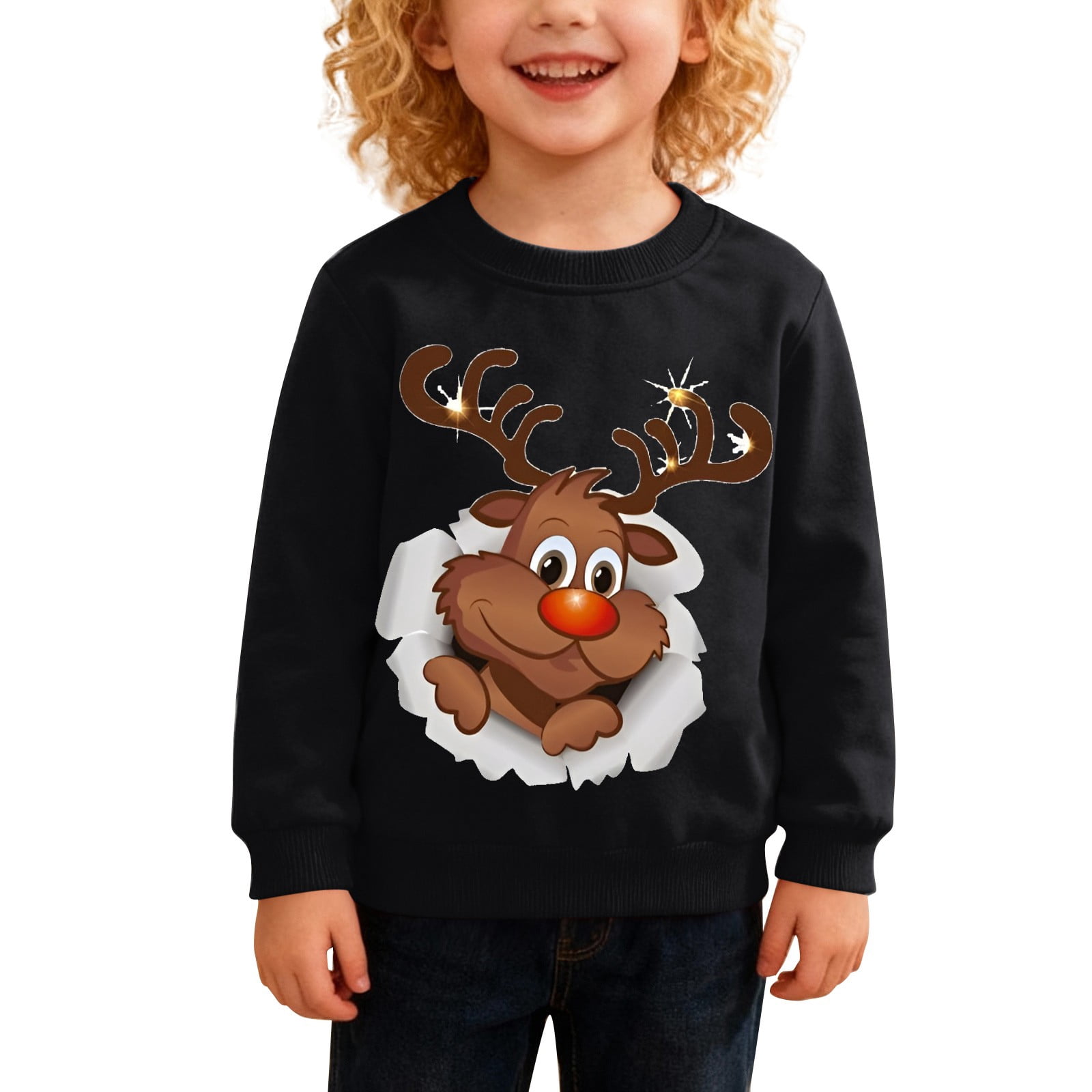 YunPes Merry Christmas Reindeer and Snowman Print Kids Casual ...
