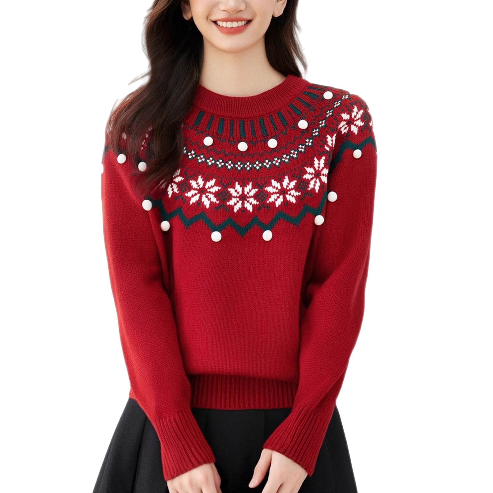 YunPes Teen Girls Christmas Sweaters Long Sleeve Casual Soft Knitwear ...