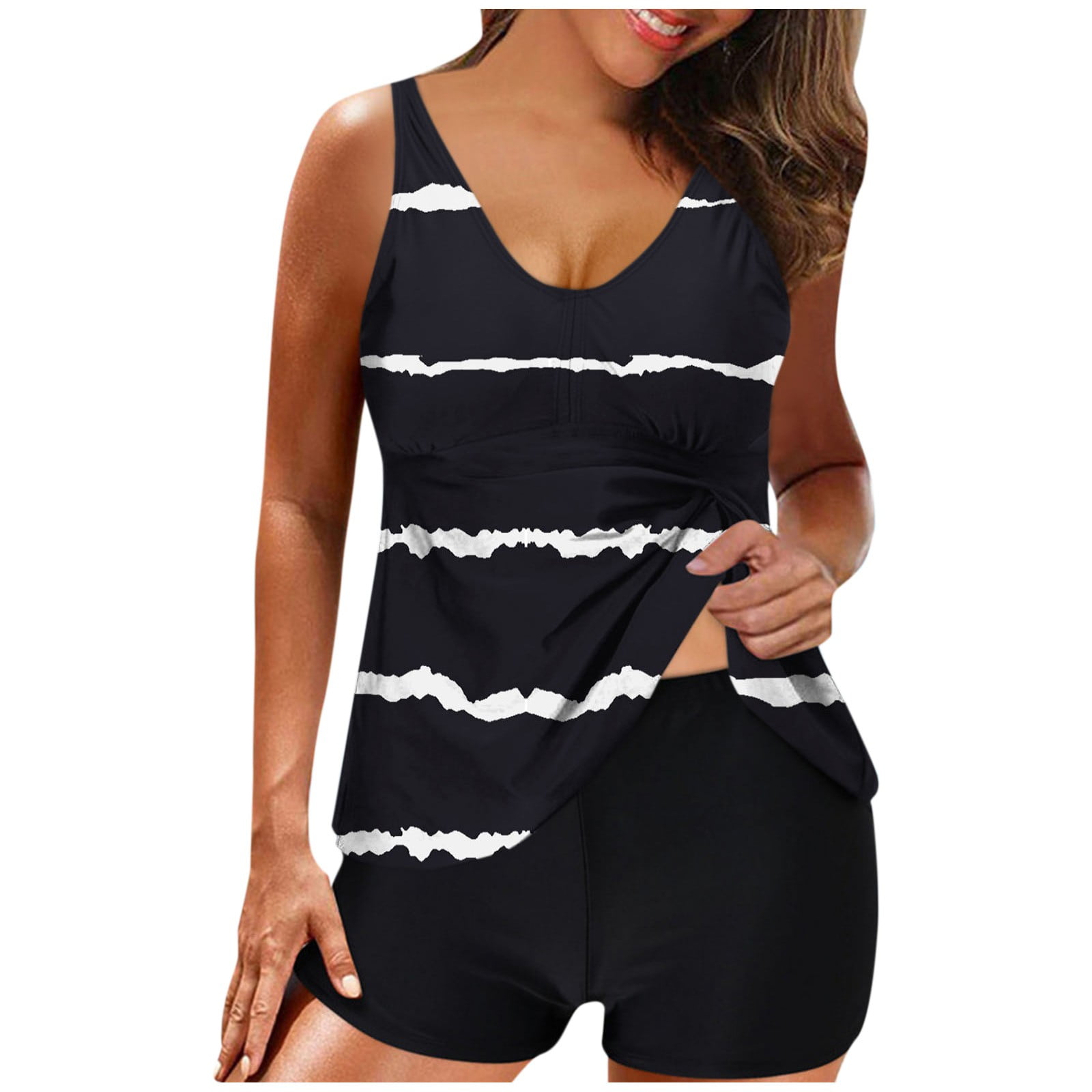 Yunyi Womens Swimsuit Tummy Control 2 Piece Sexy One Piece Bathing