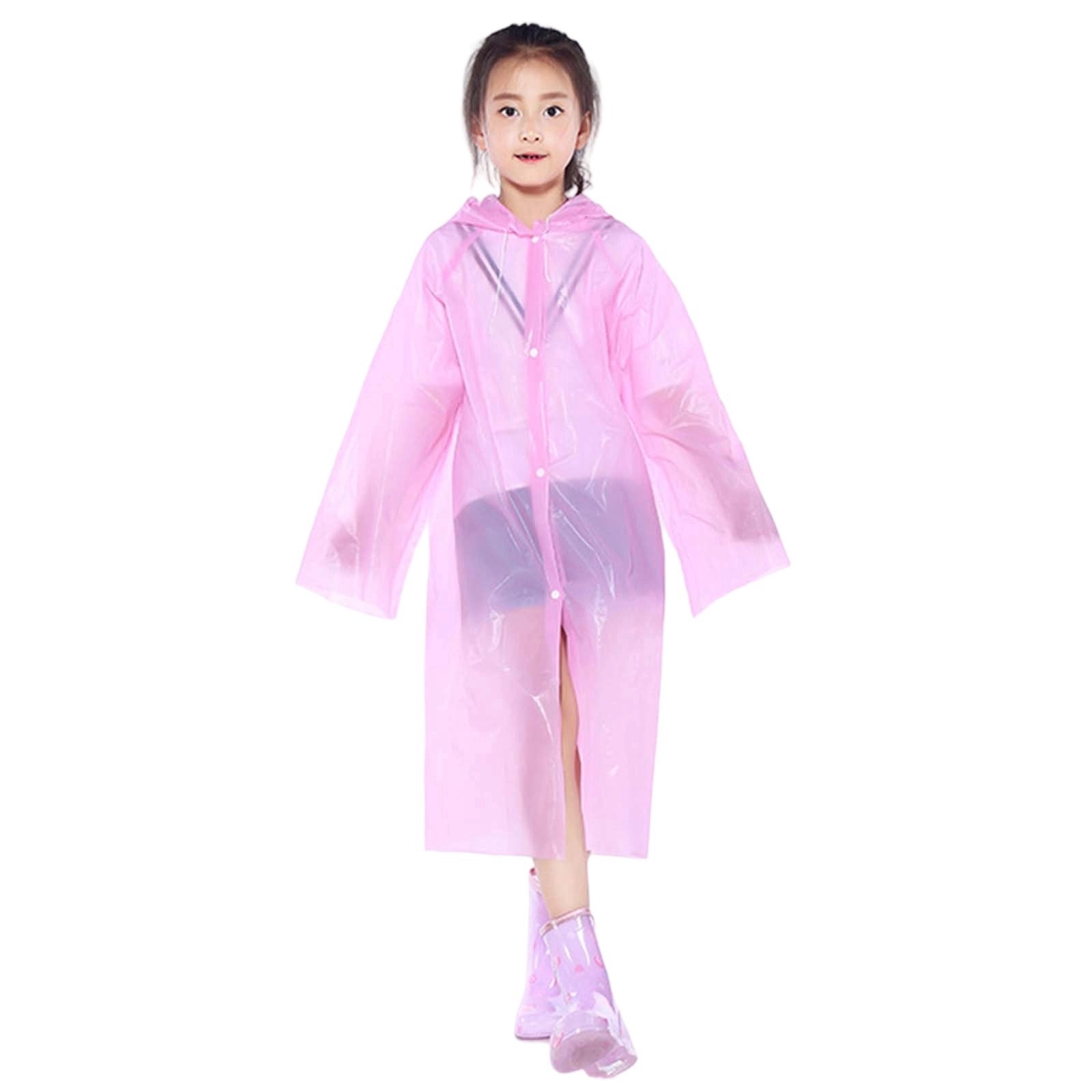 Yuncity Boys Girls Raincoat Autumn Plain Color Buttoned Thick Poncho ...