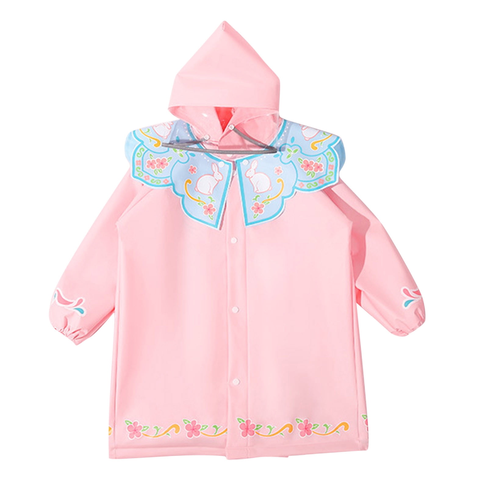 Yuncity Girls Boys Rain Jacket Kids With School Bag Hood Children Cartoon Printing Long ...
