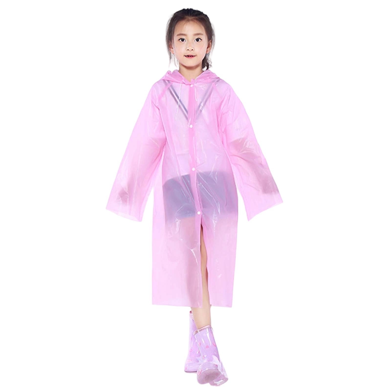 Yuncity Girls Boys Rain Jacket Plain Color Buttoned Thick Poncho Rain Ponchos Waterproof ...