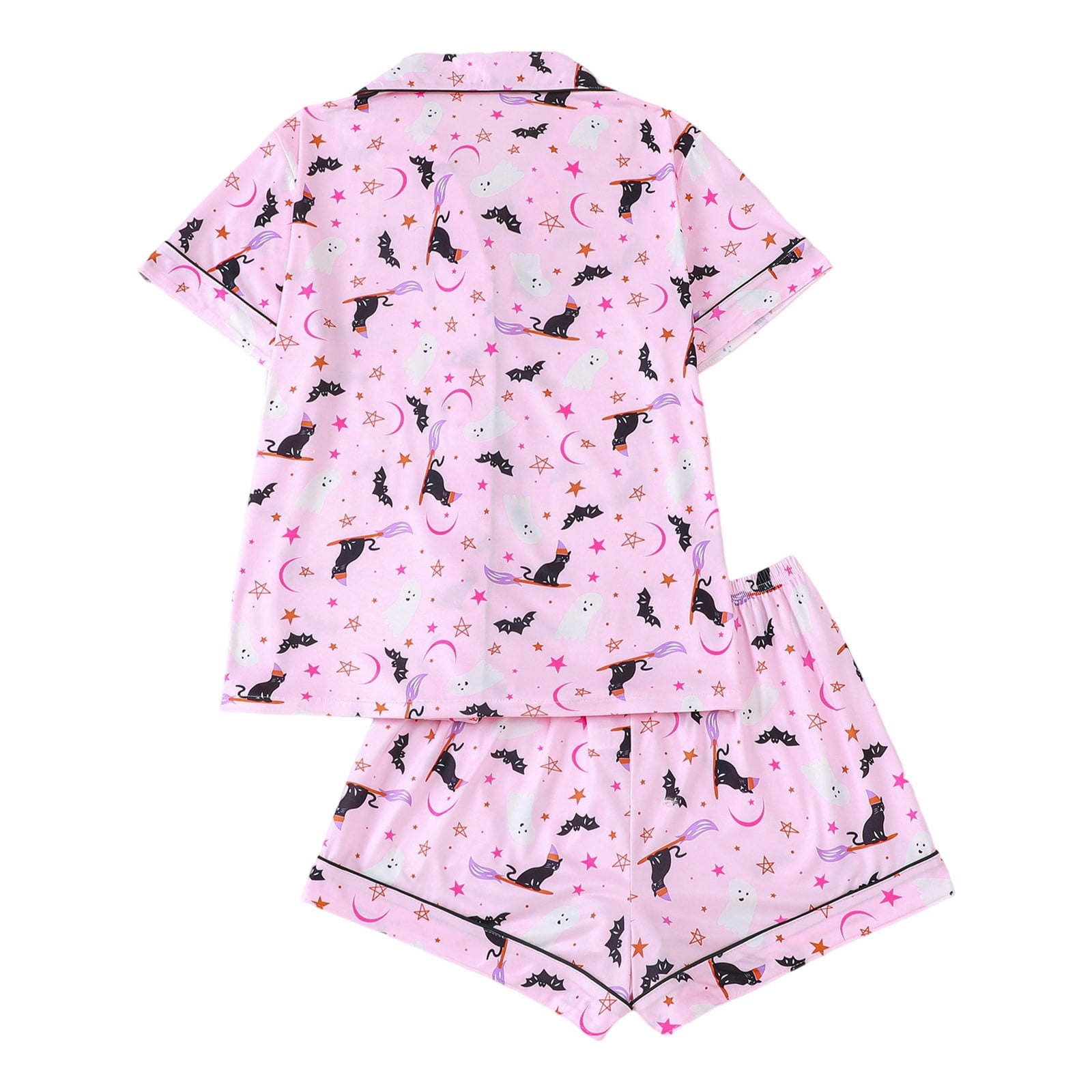 Yuncity Halloween Womens Pajamas Notch Collar Short Sleeve Shirt Shorts ...