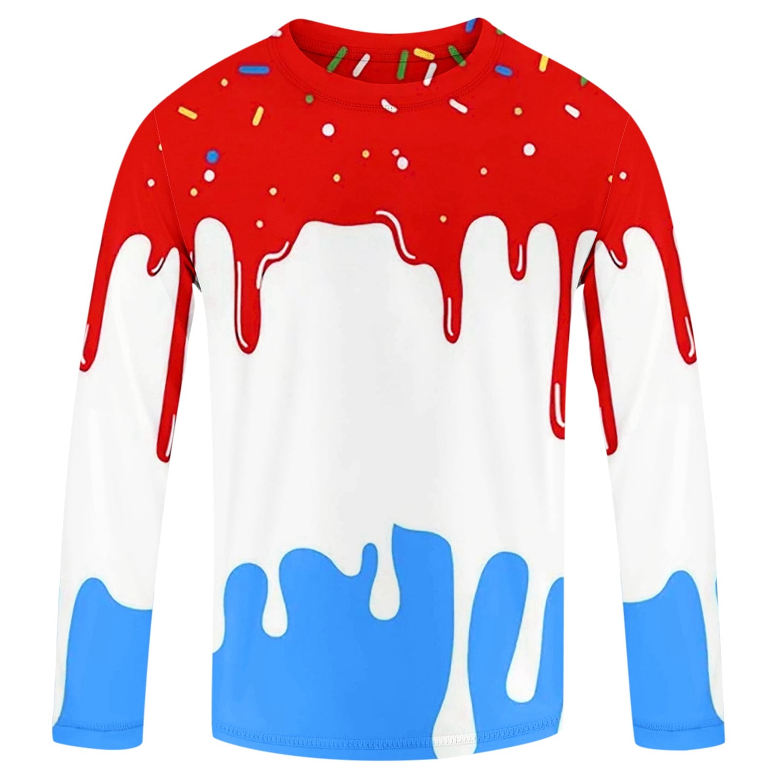 Yuncity Little Boys T-Shirts Long Sleeve Crew Neck Colorblock Ice Cream ...