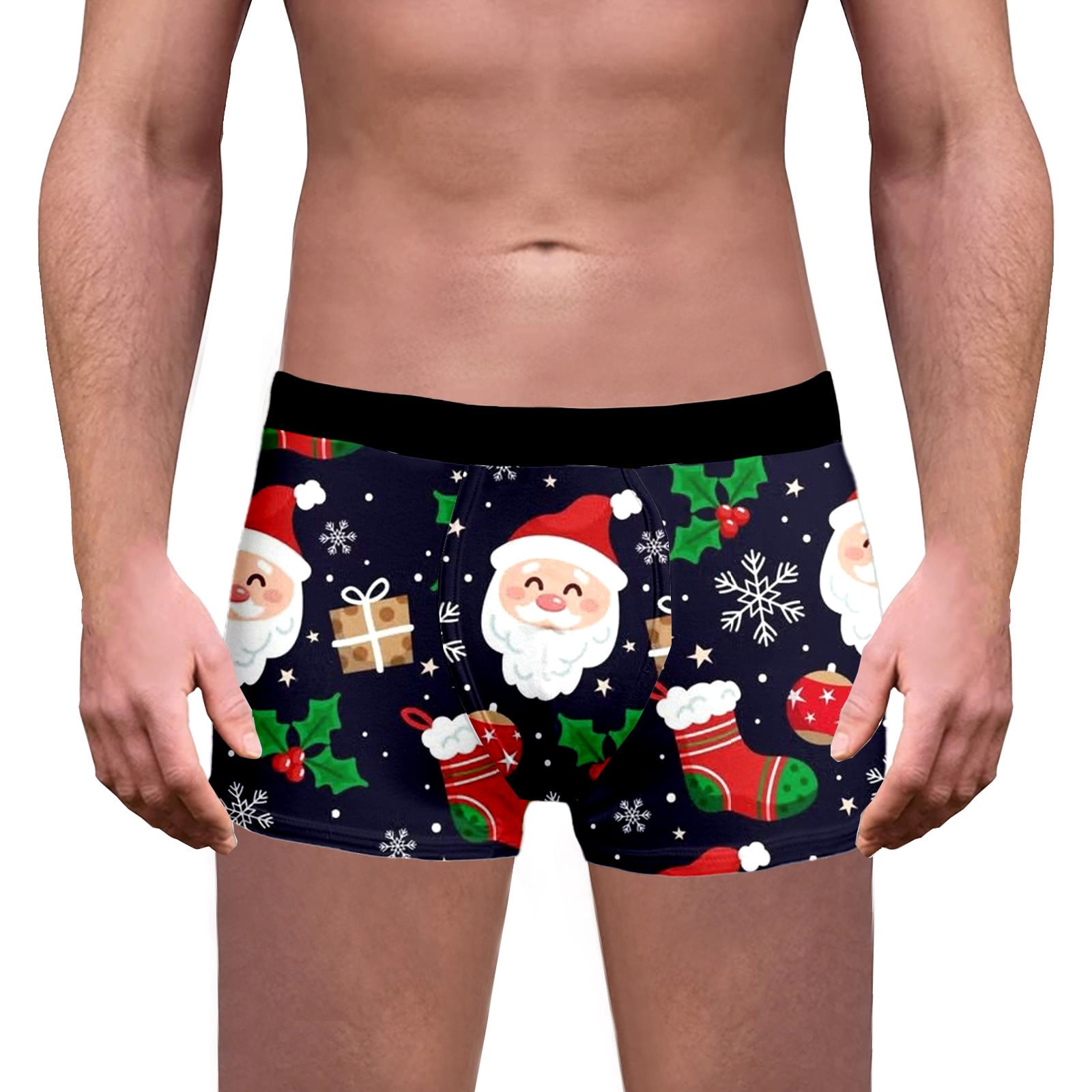 Yuncity Mens Christmas Underwear Boxer Briefs Xmas Print Breathable Men ...