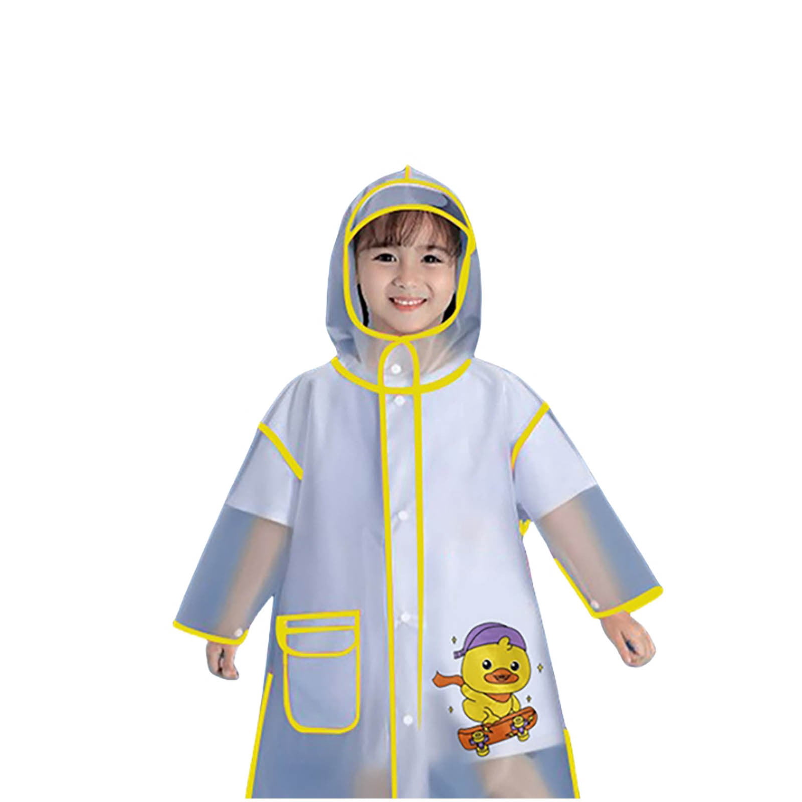 Yuncity Rain Coats For Girls Boys Plain Color Buttoned Thick Poncho ...