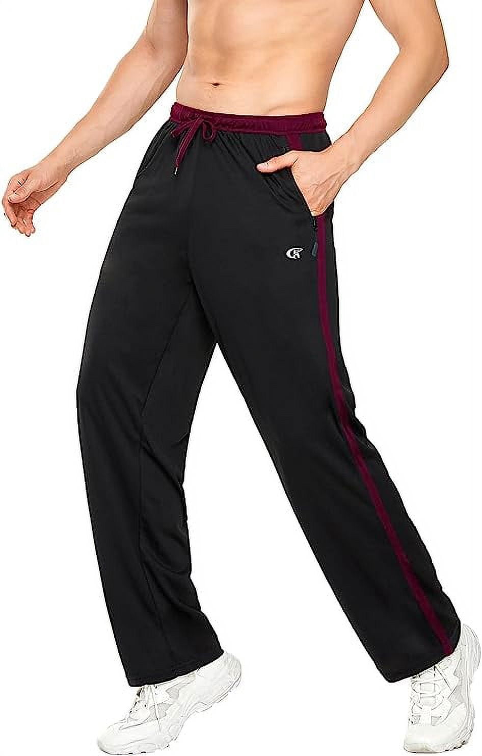 Yundobop Men's Athletic Open Bottom Pants Jogging Bottoms Mesh Men's ...